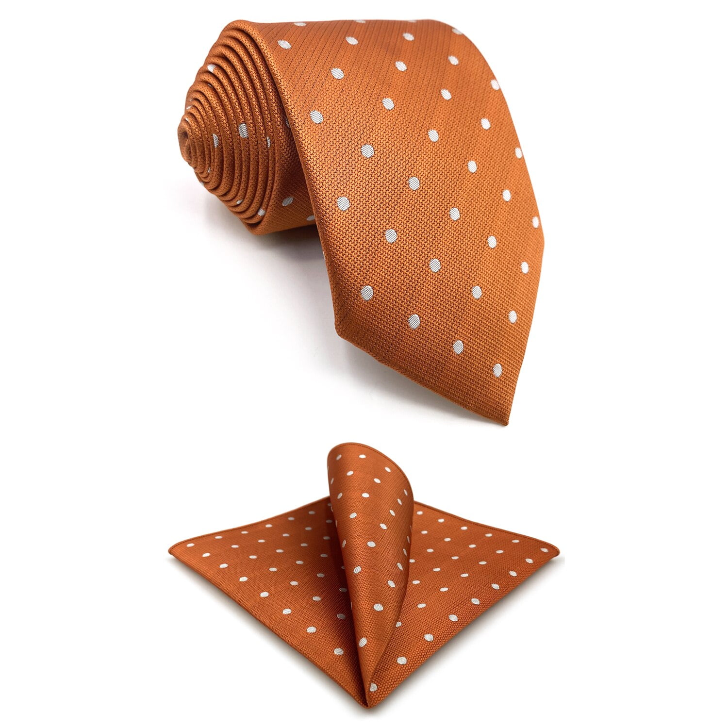 Dotty Neckties for Men Orange with Off-white Dots Business Wedding Set ...