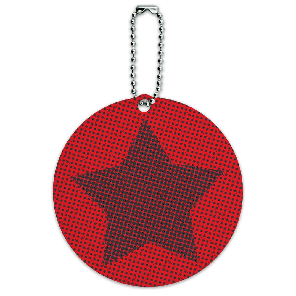 Dotty Star Red Black Round Luggage ID Tag Card for Suitcase or Carry-On ...