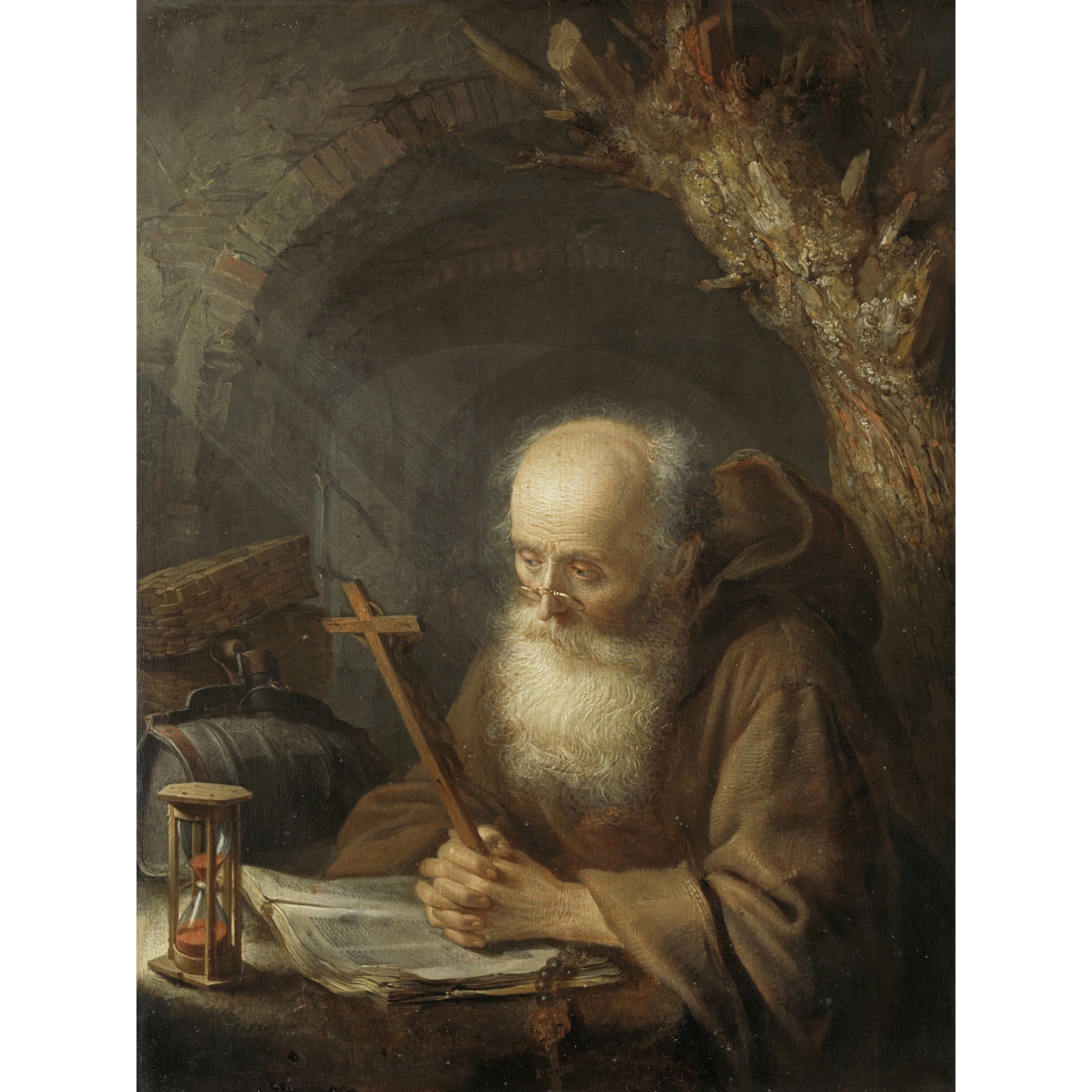 Dou A Recluse With Cross Hermit Christian Painting Extra Large Art ...