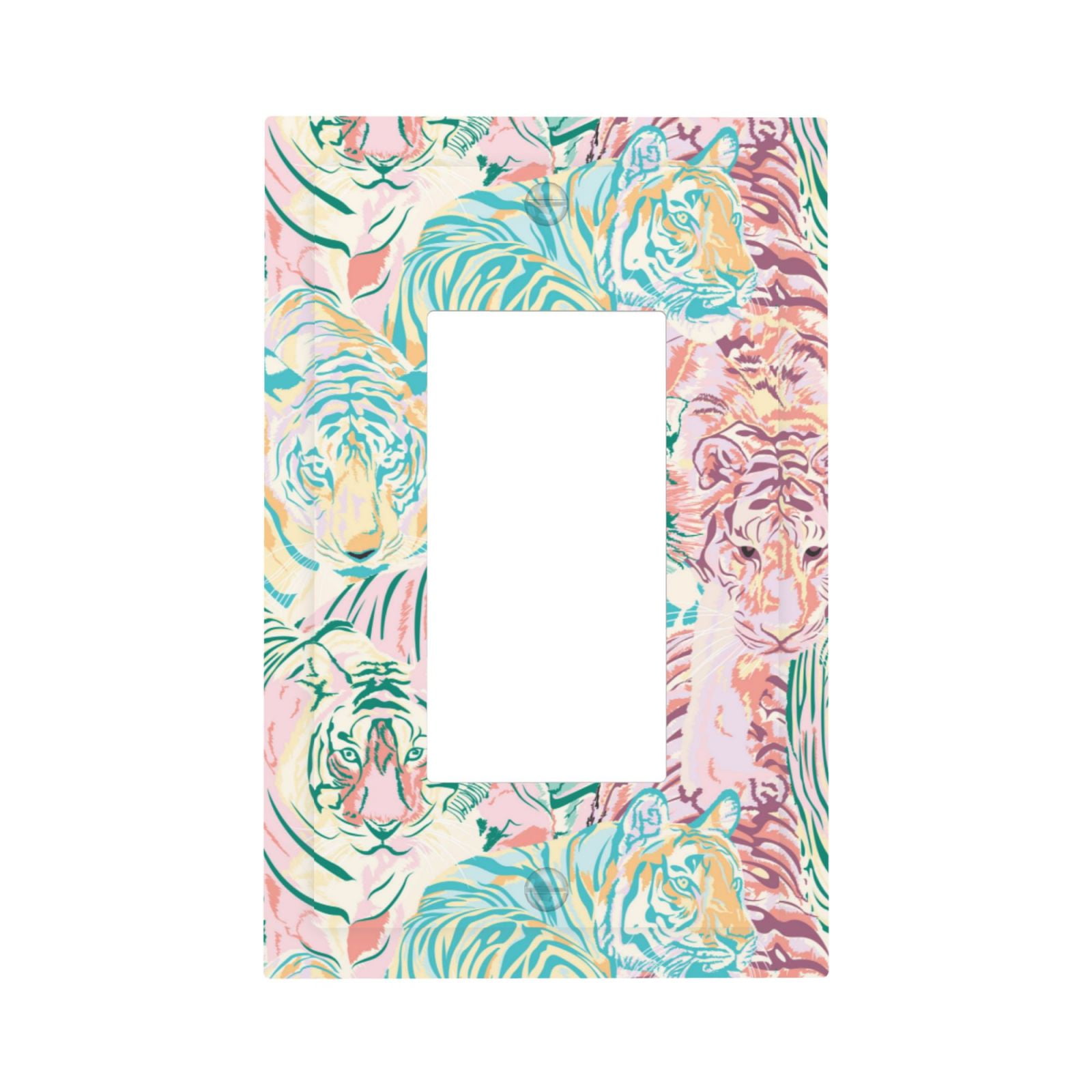 DouZhe 1-Gang Decorator/Rocker Wallplate, Animal Tigers Pastel Color ...