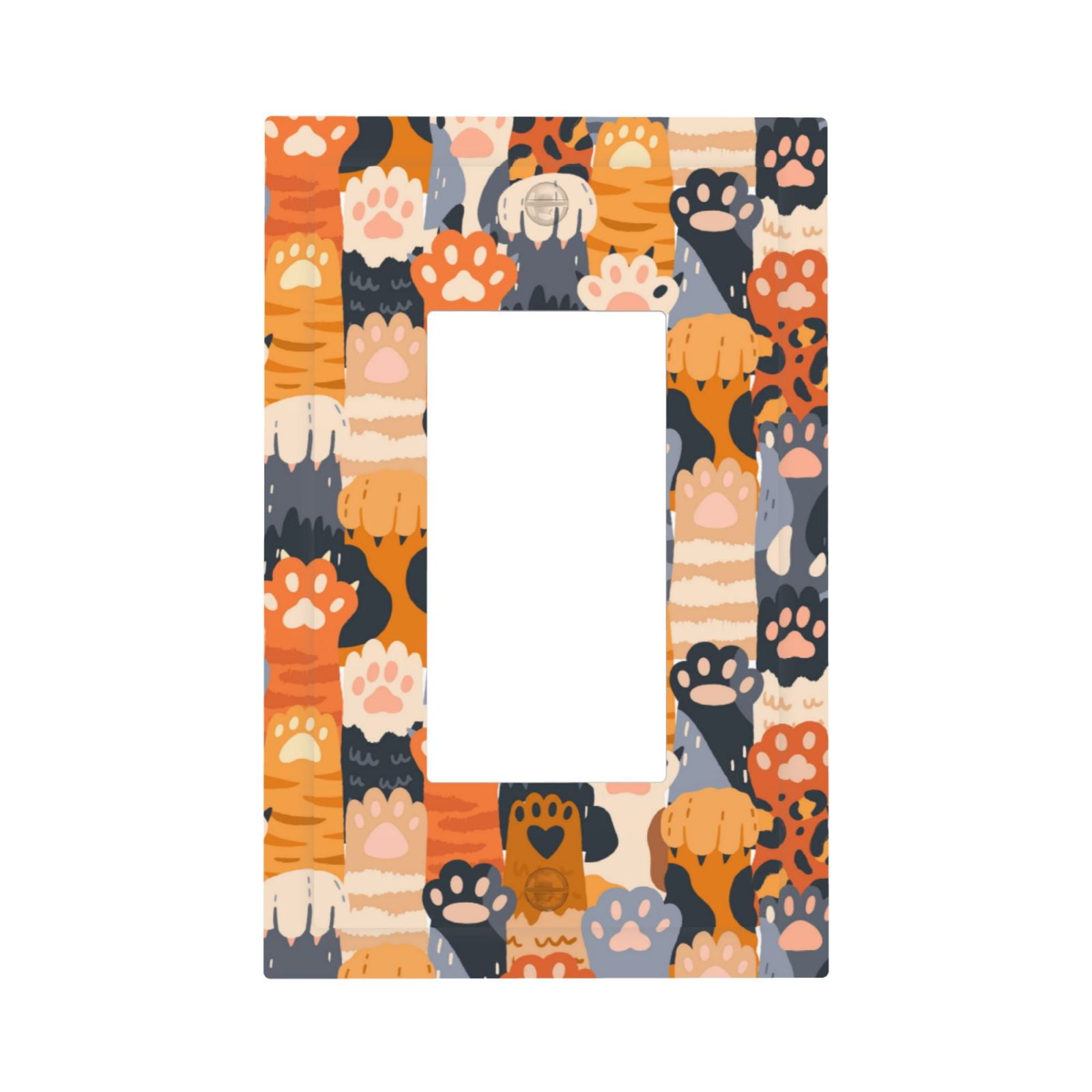 DouZhe 1-Gang Decorator/Rocker Wallplate, Cute Colorful Cat Paws ...