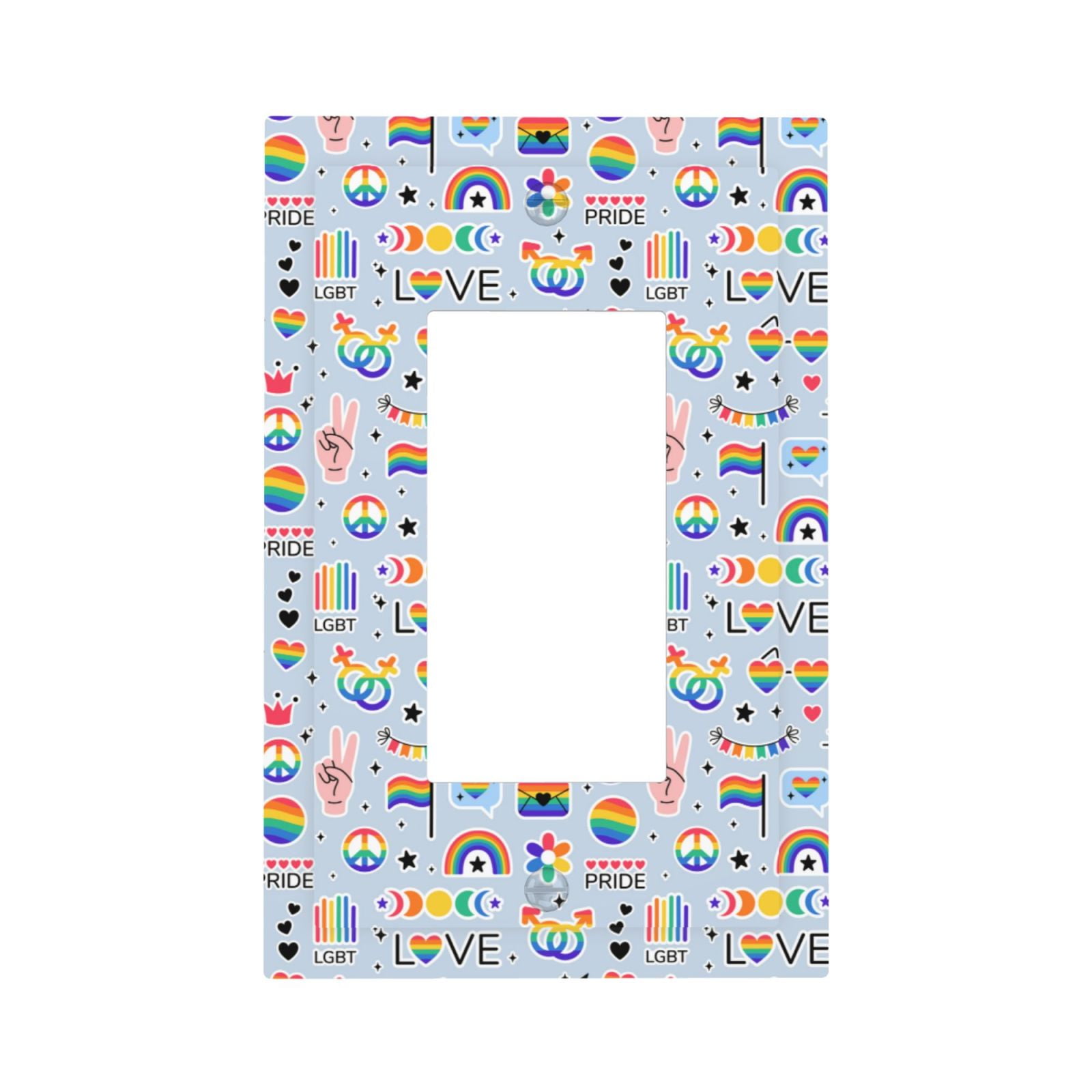 DouZhe 1-Gang Decorator/Rocker Wallplate, Rainbow Lgbt Pride Doodle ...