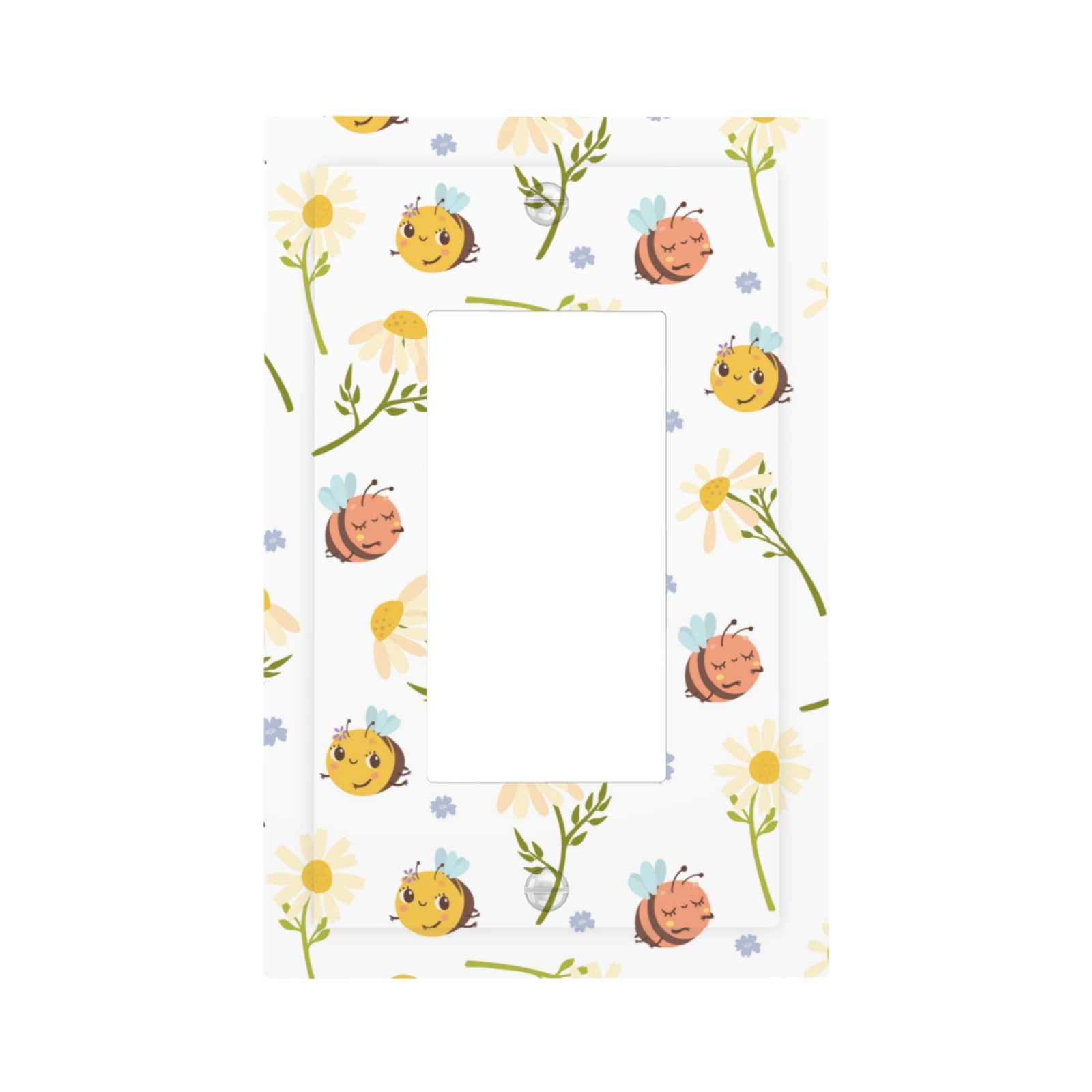 DouZhe 1-Gang Decorator/Rocker Wallplate, cute bees with daisies ...