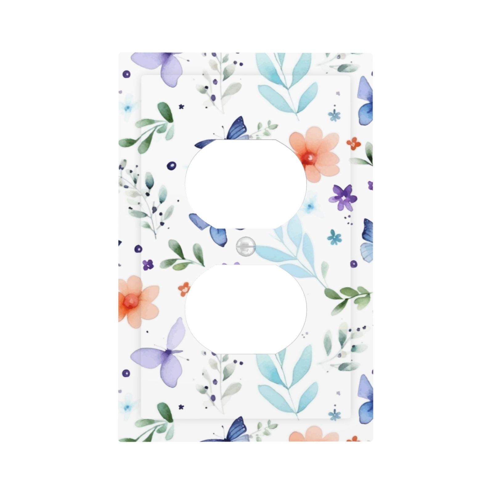 DouZhe 1-Gang Duplex Outlet Cover, Blue Butterflies Flower Leaf ...