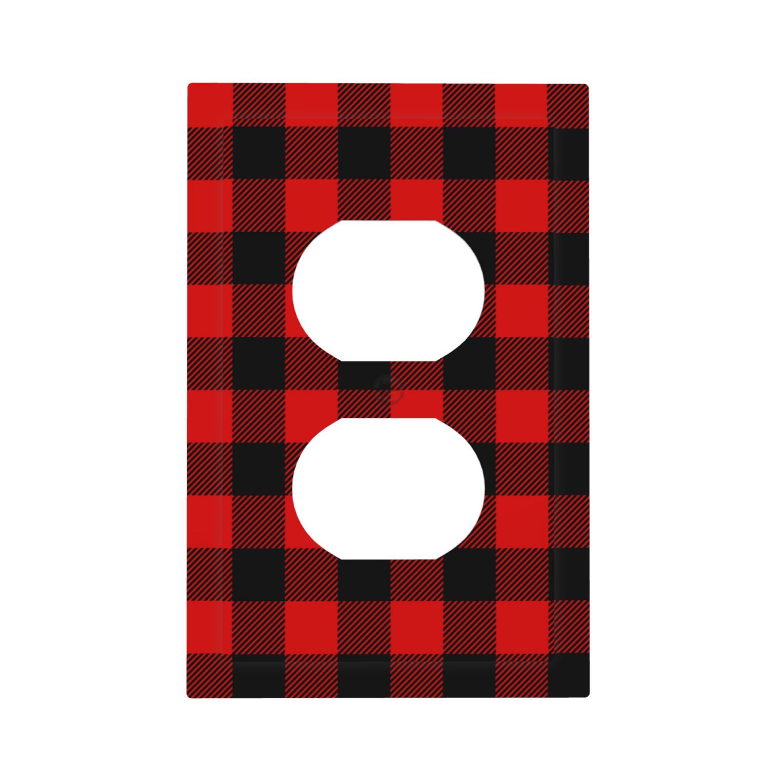 DouZhe 1-Gang Duplex Outlet Cover, Fashion Red Black Plaid Decorative ...