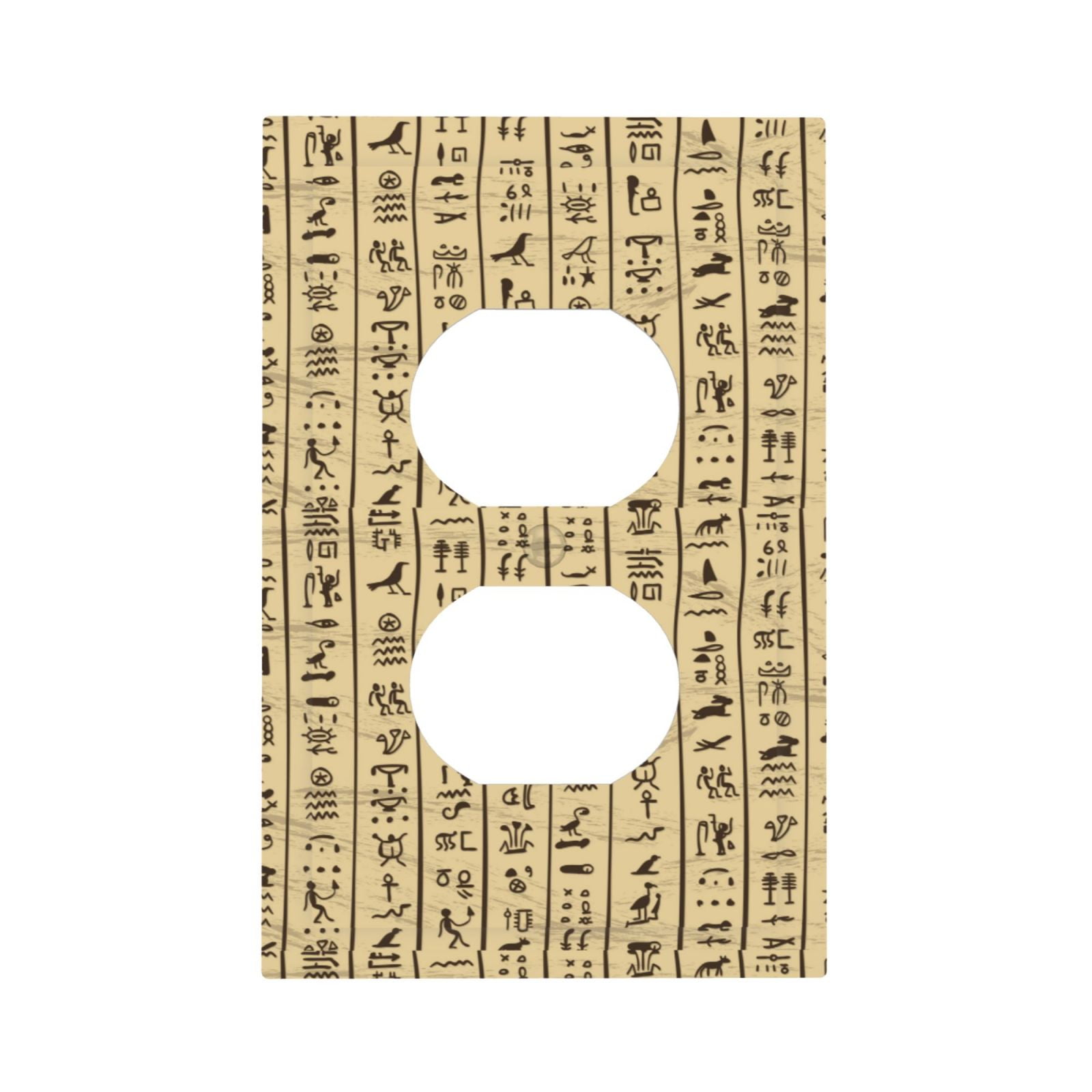 DouZhe 1-Gang Duplex Outlet Cover, Golden Egyptian Hieroglyphic ...