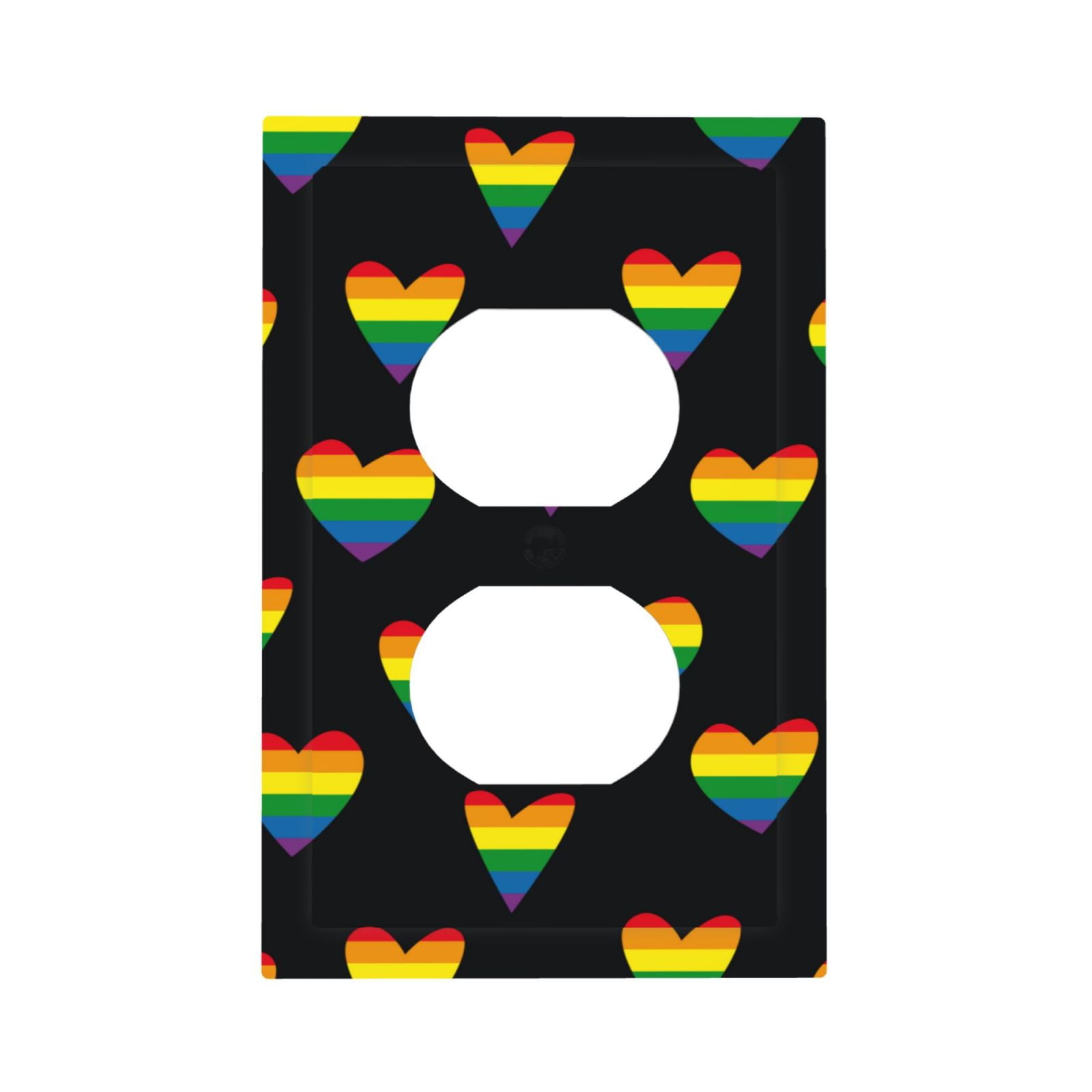 Douzhe 1 Gang Duplex Outlet Cover Rainbow Hearts Lgbt Pride Decorative