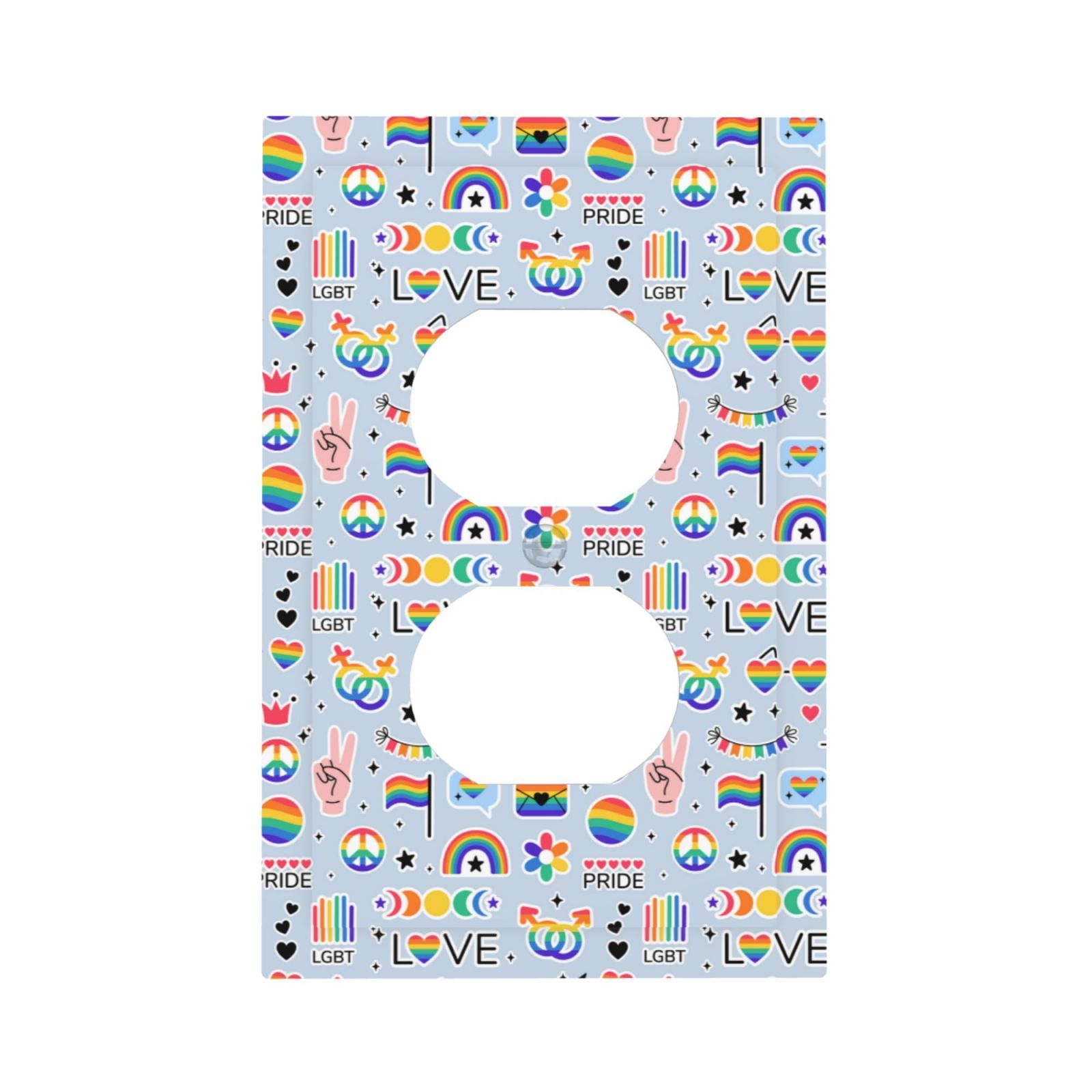 DouZhe 1-Gang Duplex Outlet Cover, Rainbow Lgbt Pride Doodle Sticker ...