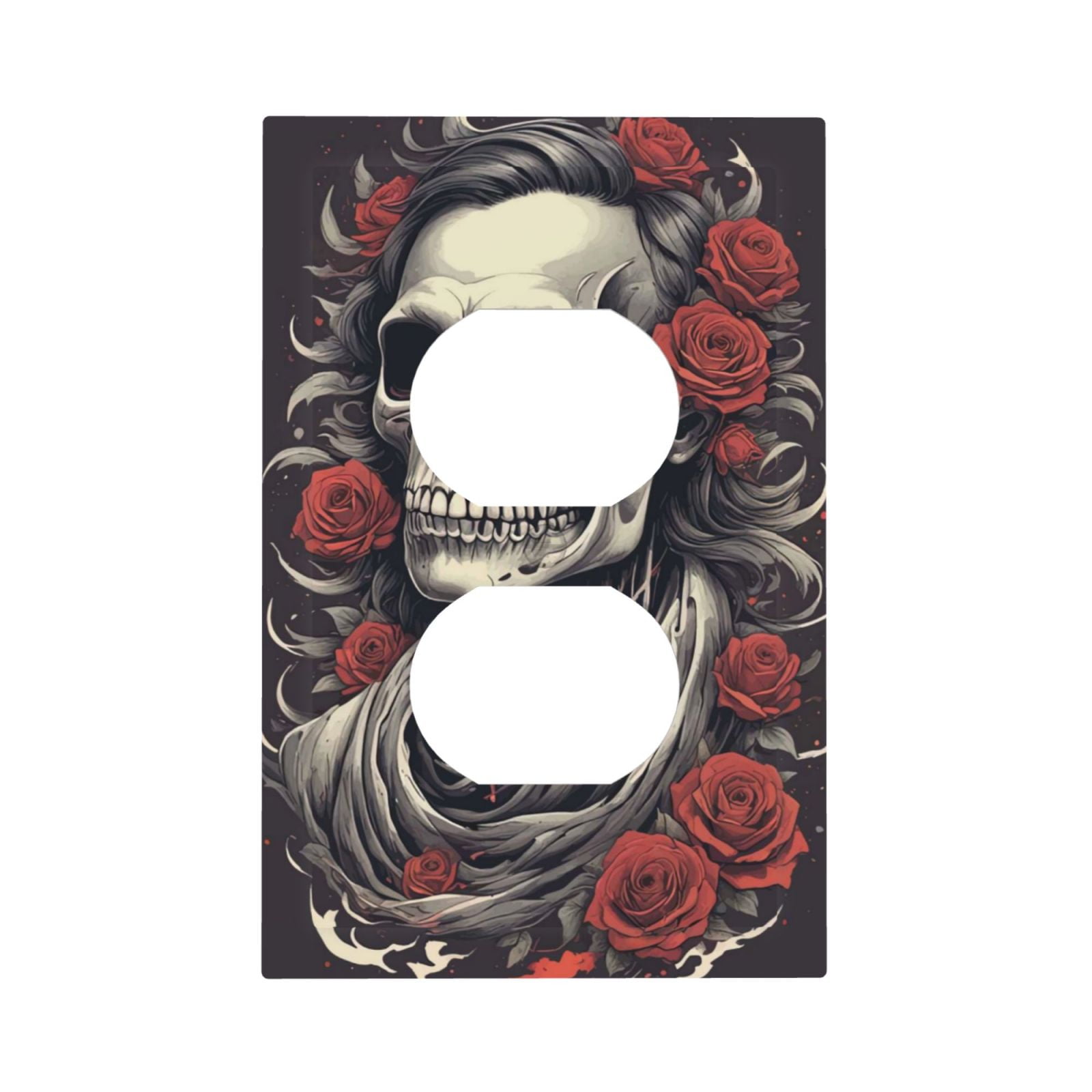 DouZhe 1-Gang Duplex Outlet Cover, Vintage Gothic Skull with Roses ...