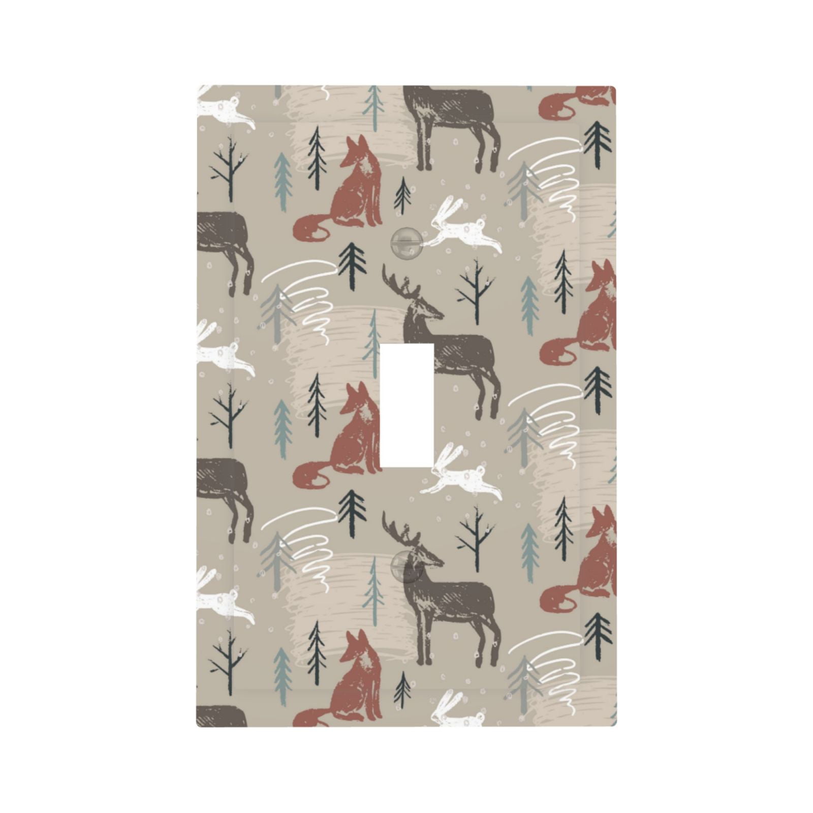 DouZhe 1-Gang Toggle Switch Wallplate, Abstract Forest Trees Animals ...