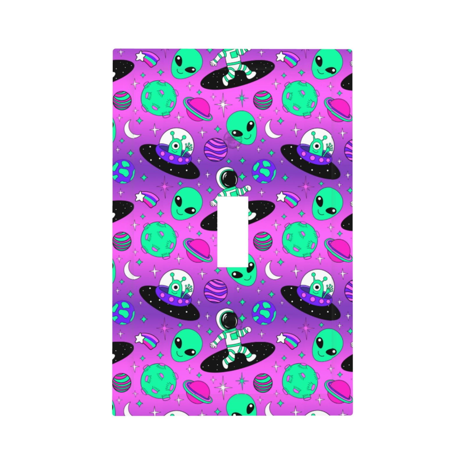 DouZhe 1-Gang Toggle Switch Wallplate, Cartoon Aliens Space Vaporwave ...
