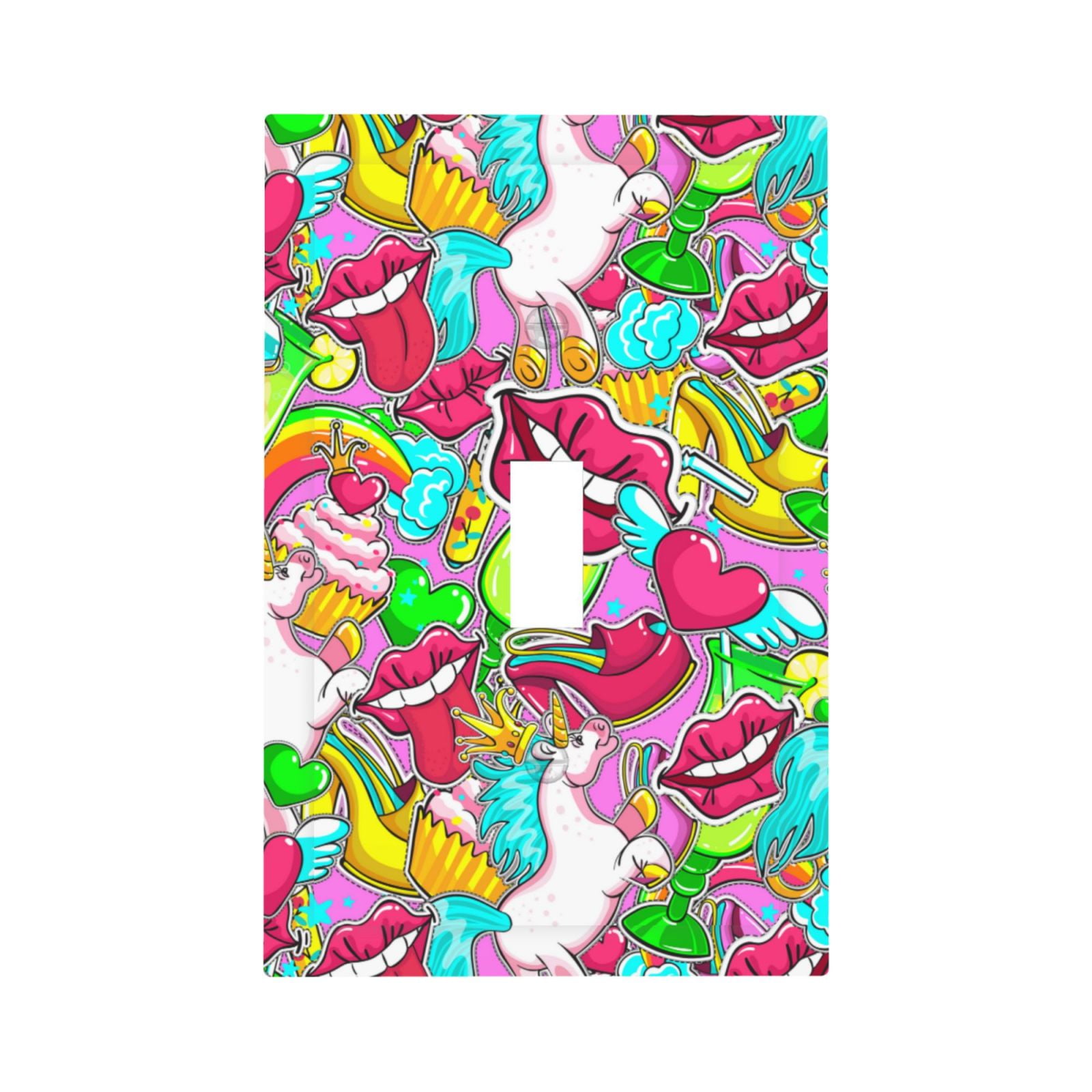 DouZhe 1-Gang Toggle Switch Wallplate, Comic Fashion Patches Decorative ...