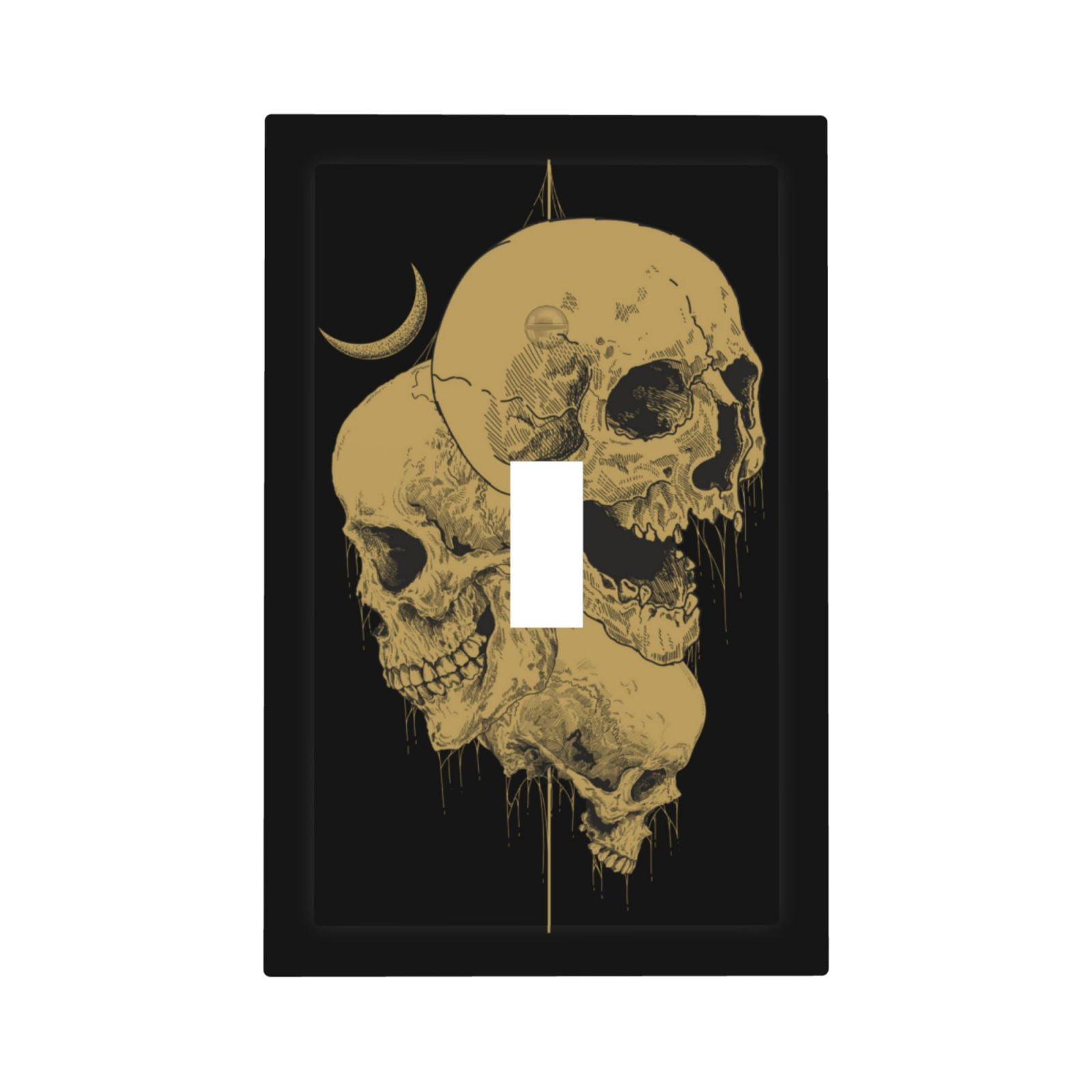 DouZhe 1-Gang Toggle Switch Wallplate, Dark Skull Demon Head Moon ...