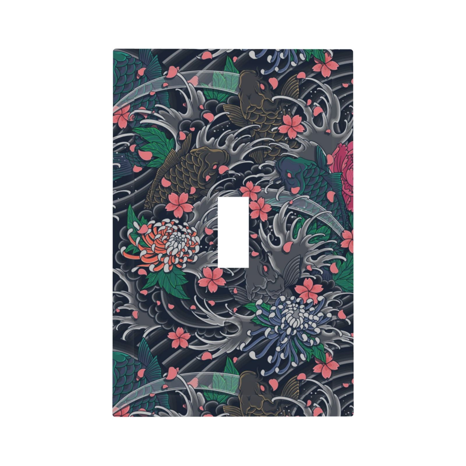 DouZhe 1-Gang Toggle Switch Wallplate, Japanese Waves Koi Decorative ...