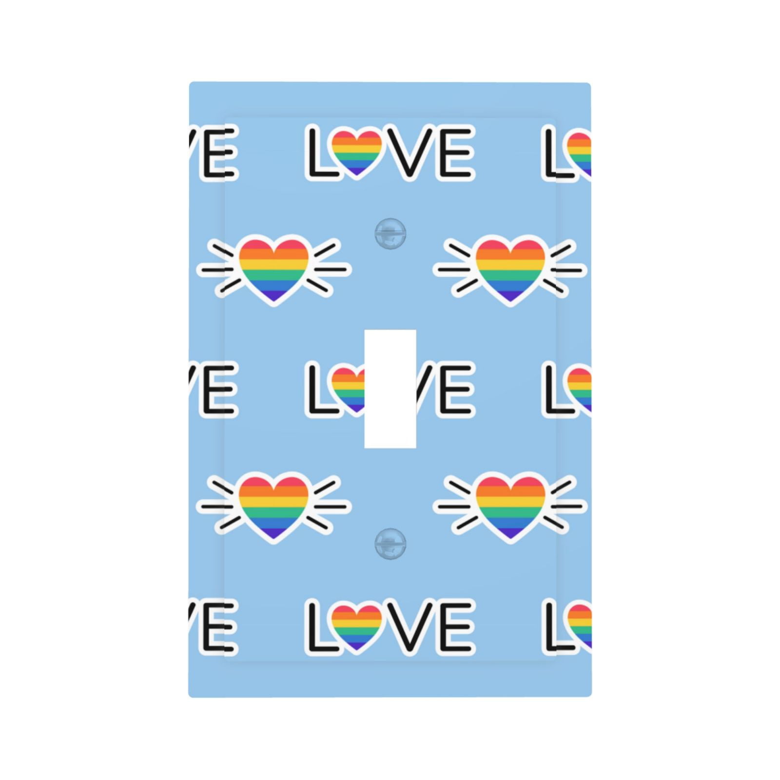 DouZhe 1-Gang Toggle Switch Wallplate, Rainbow LGBT Heart and Love ...