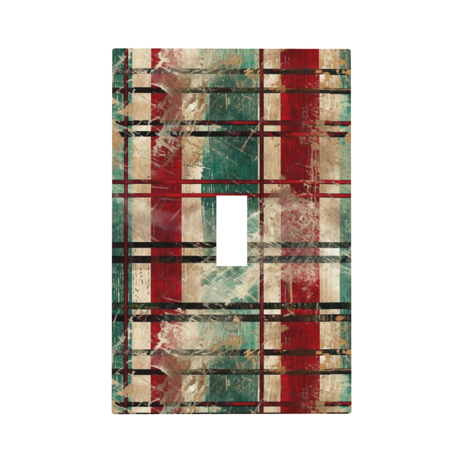 DouZhe 1-Gang Toggle Switch Wallplate, Red and Green Grunge Plaid ...
