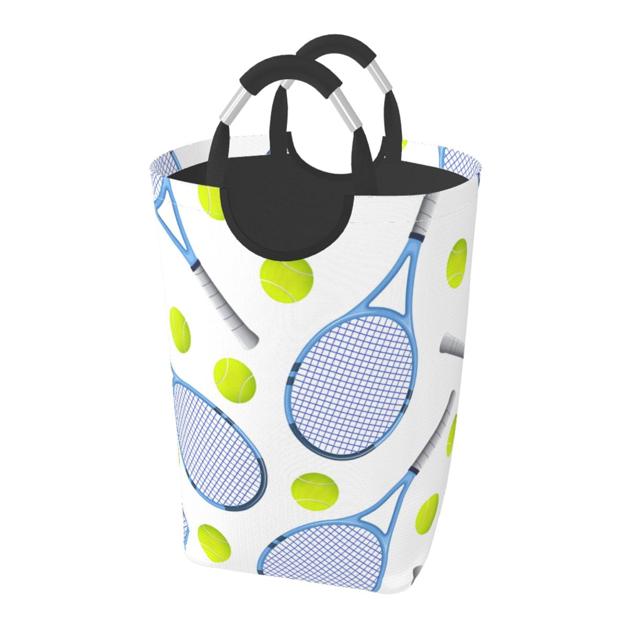DouZhe 50L Rectangular Laundry Basket, 3D Rennis Racket Ball Prints ...