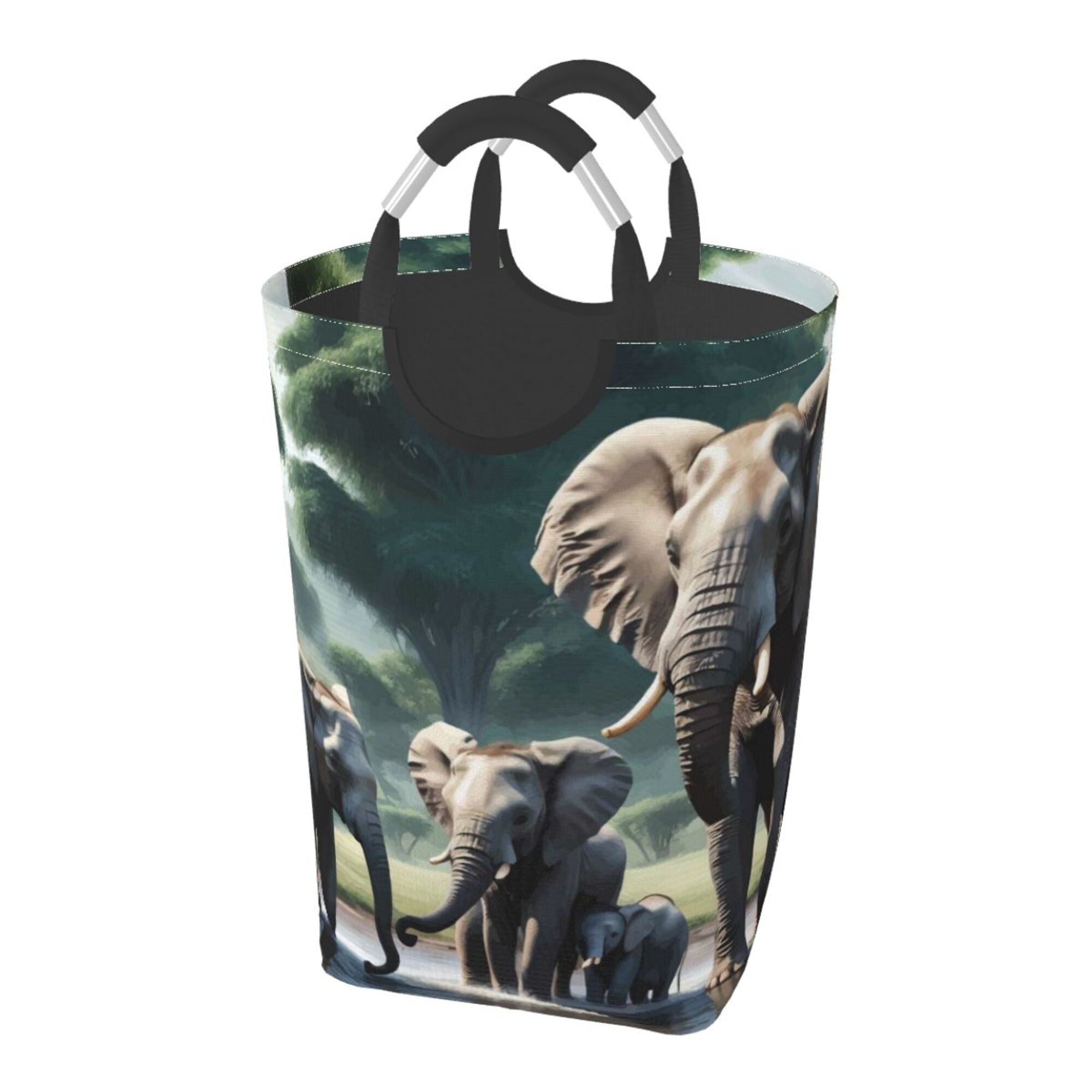 DouZhe 50L Rectangular Laundry Basket, African Elephant Animals Prints ...