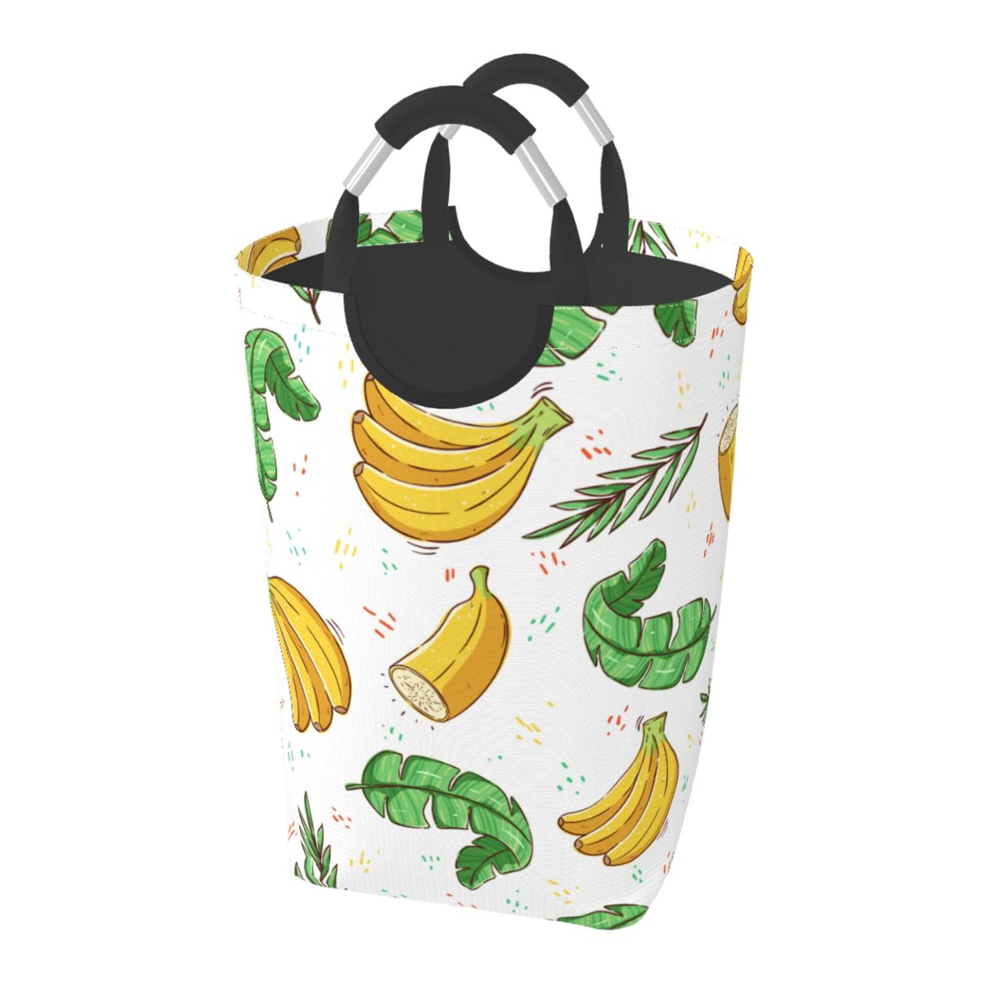 DouZhe 50L Rectangular Laundry Basket, Cartoon Banana Fruit Leaves ...