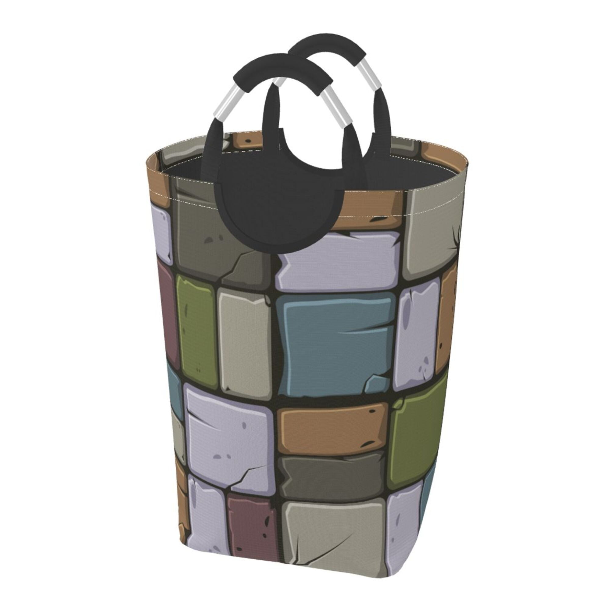 DouZhe 50L Rectangular Laundry Basket, Colored Stone Tiles Abstract ...