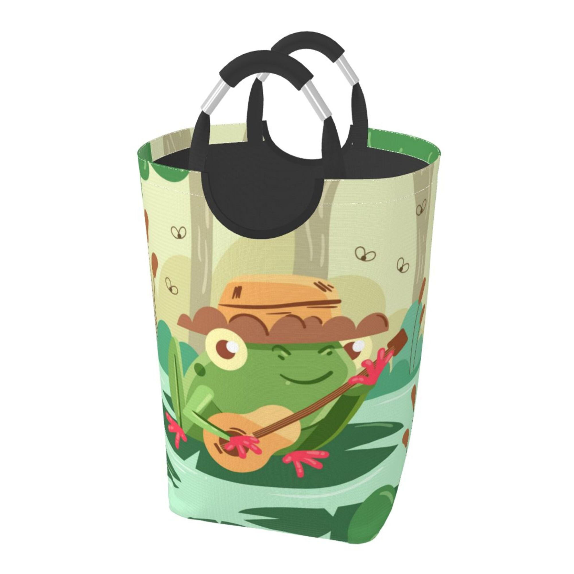 DouZhe 50L Rectangular Laundry Basket, Cute Big Eyes Frog Prints ...