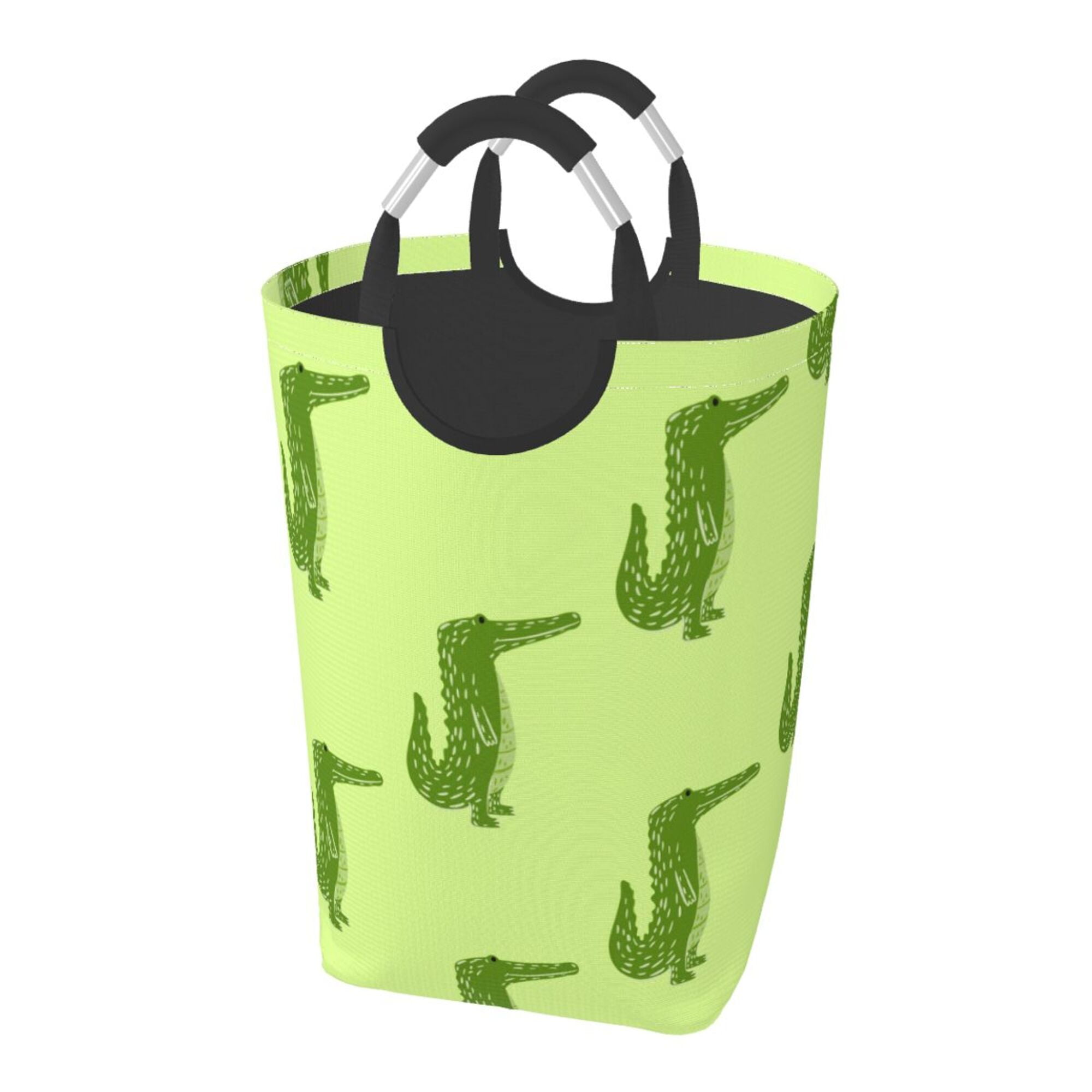 DouZhe 50L Rectangular Laundry Basket, Cute Funny Green Crocodiles ...