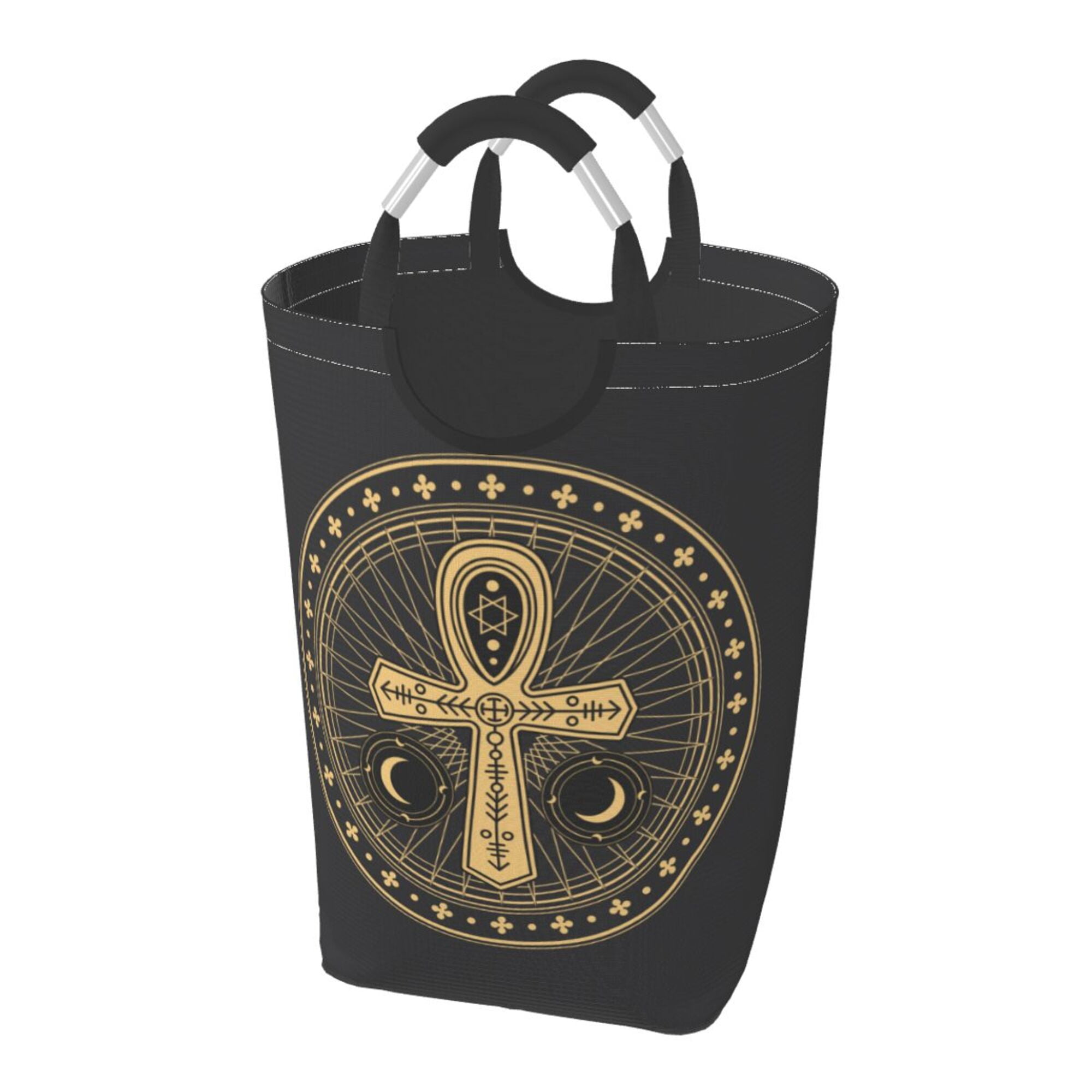 DouZhe 50L Rectangular Laundry Basket, Egyptian Ankh Cross Prints ...