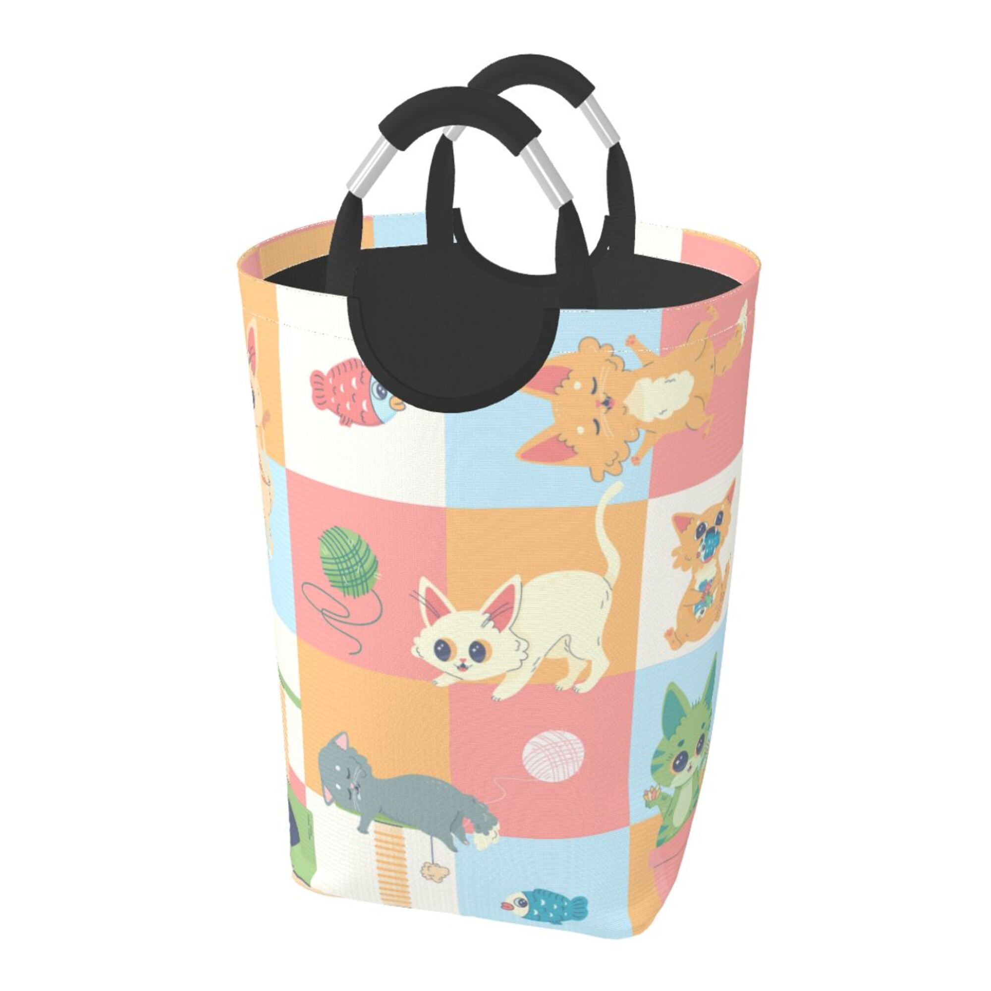 DouZhe 50L Rectangular Laundry Basket, Funny Cute Kitten Cats Prints ...