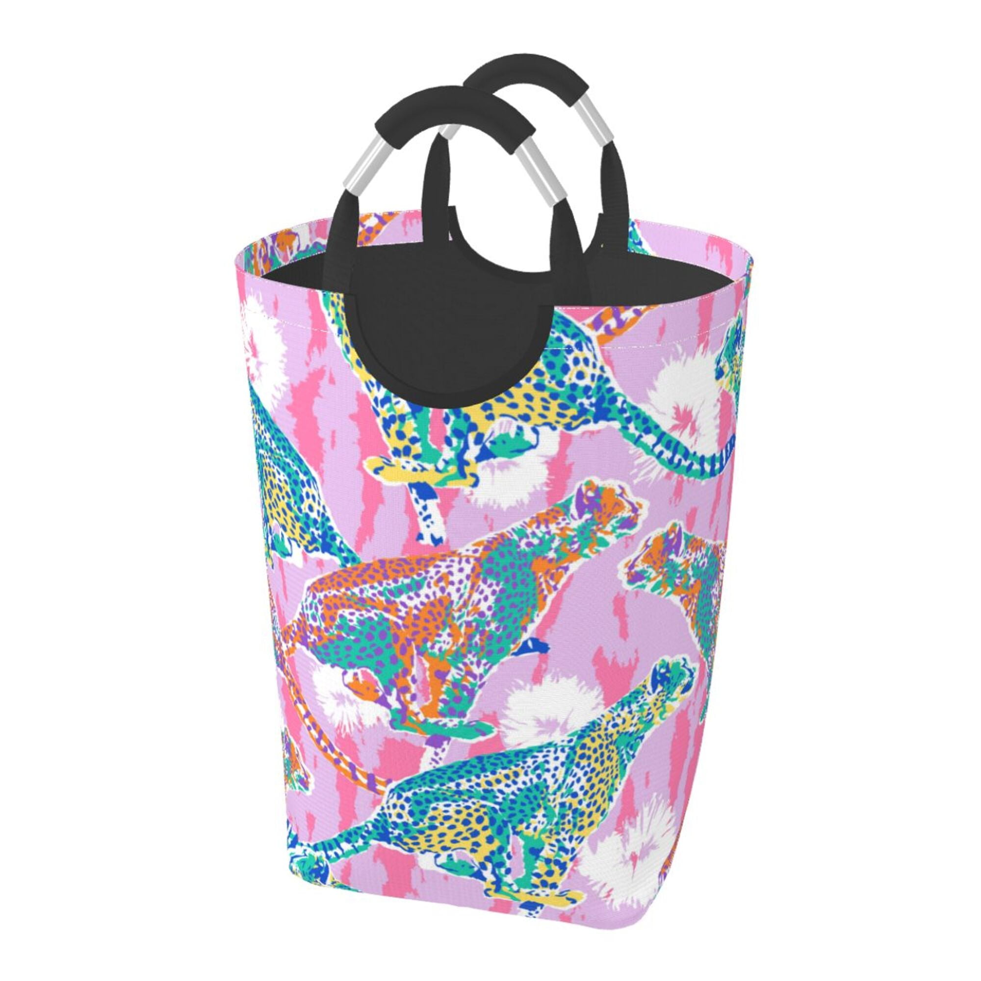 DouZhe 50L Rectangular Laundry Basket, Modern Pink Leopard Animal ...