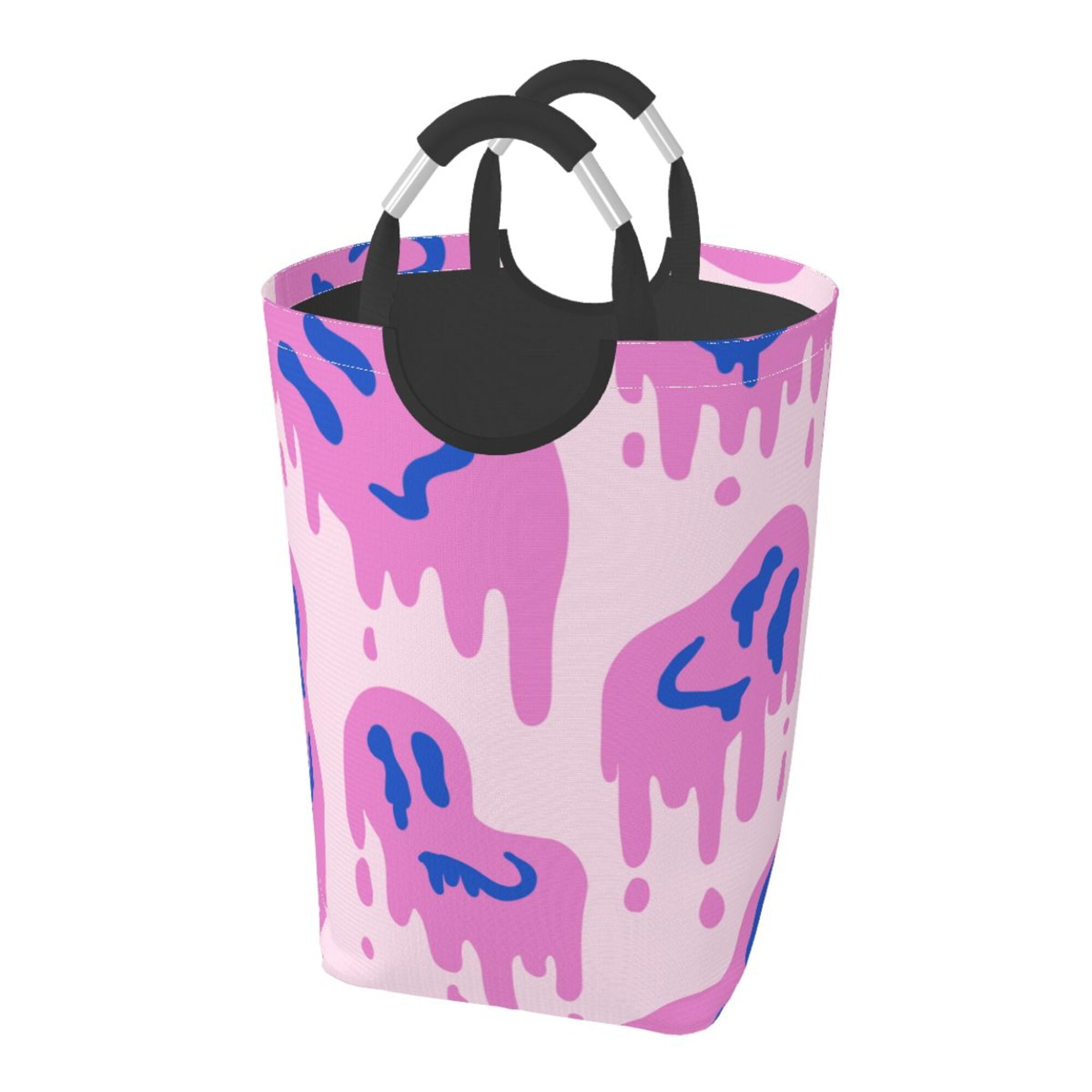 DouZhe 50L Rectangular Laundry Basket, Pink Psychedelic Smile Prints ...