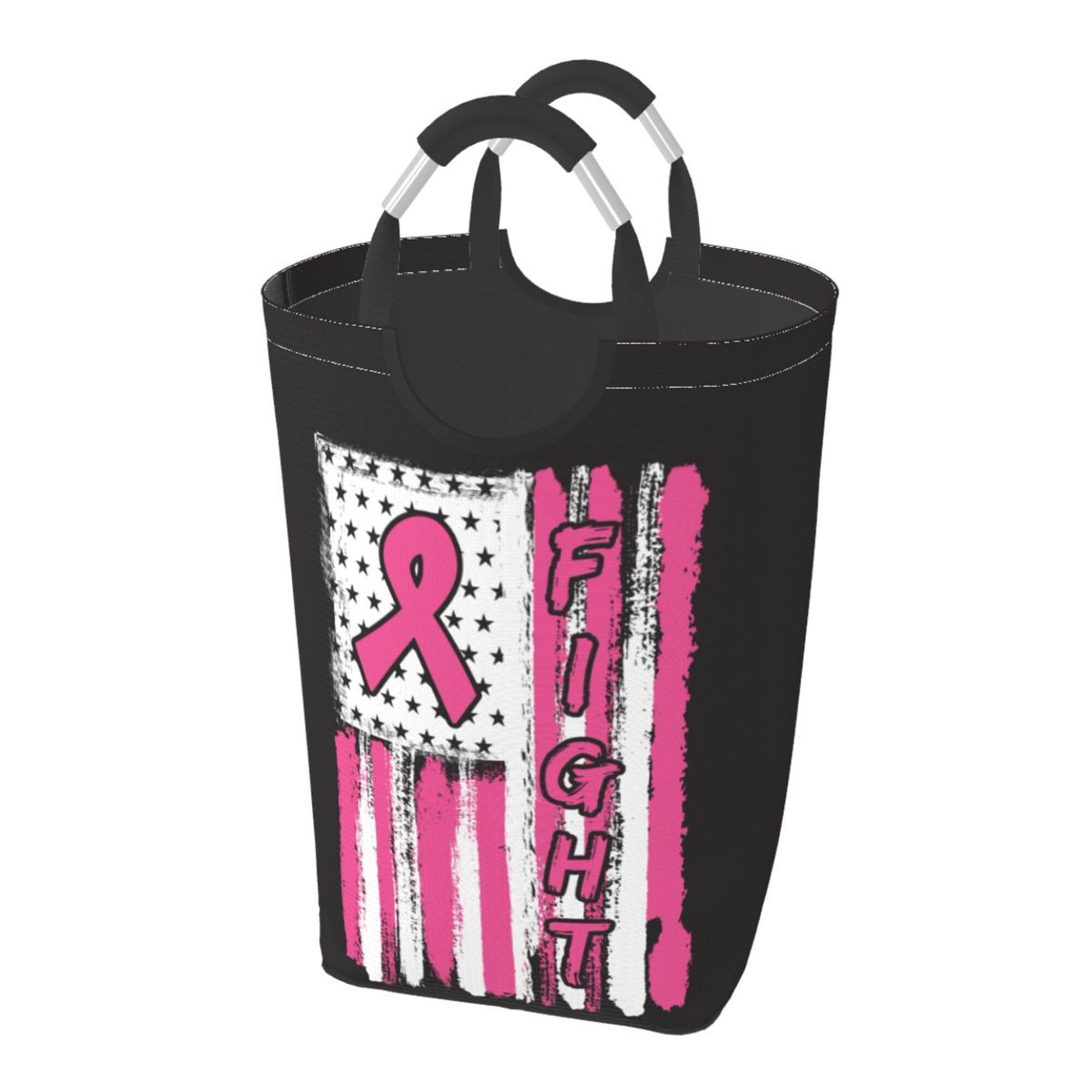 DouZhe 50L Rectangular Laundry Basket, Pink Usa Flag Breast Cancer ...