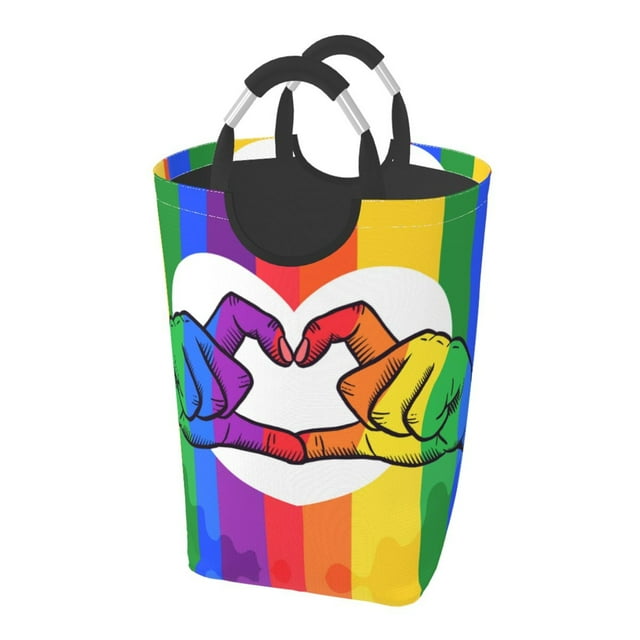 DouZhe 50L Rectangular Laundry Basket, Pride Day Rainbow Flag Prints ...