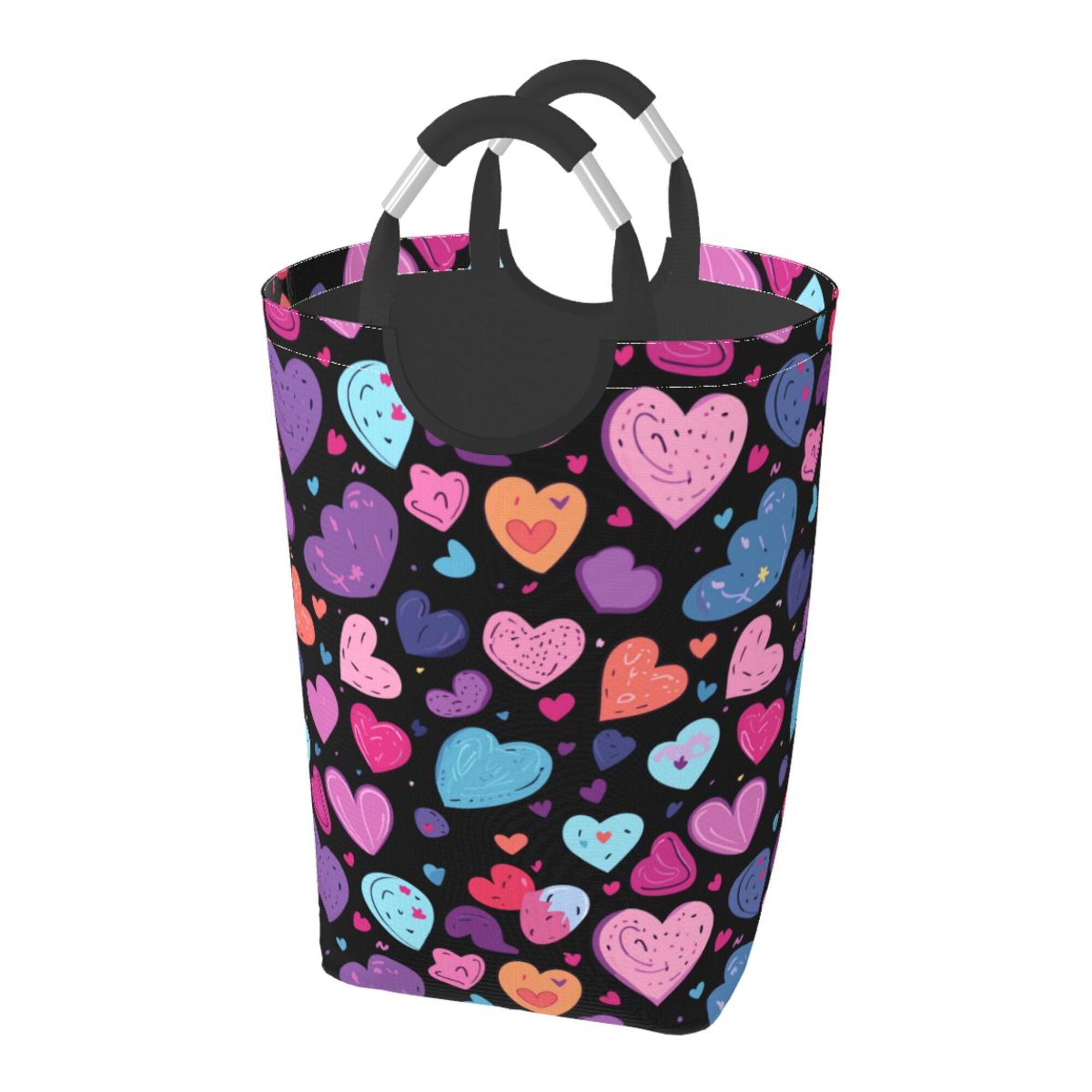 DouZhe 50L Rectangular Laundry Basket, Valentine Purple Hearts Love ...