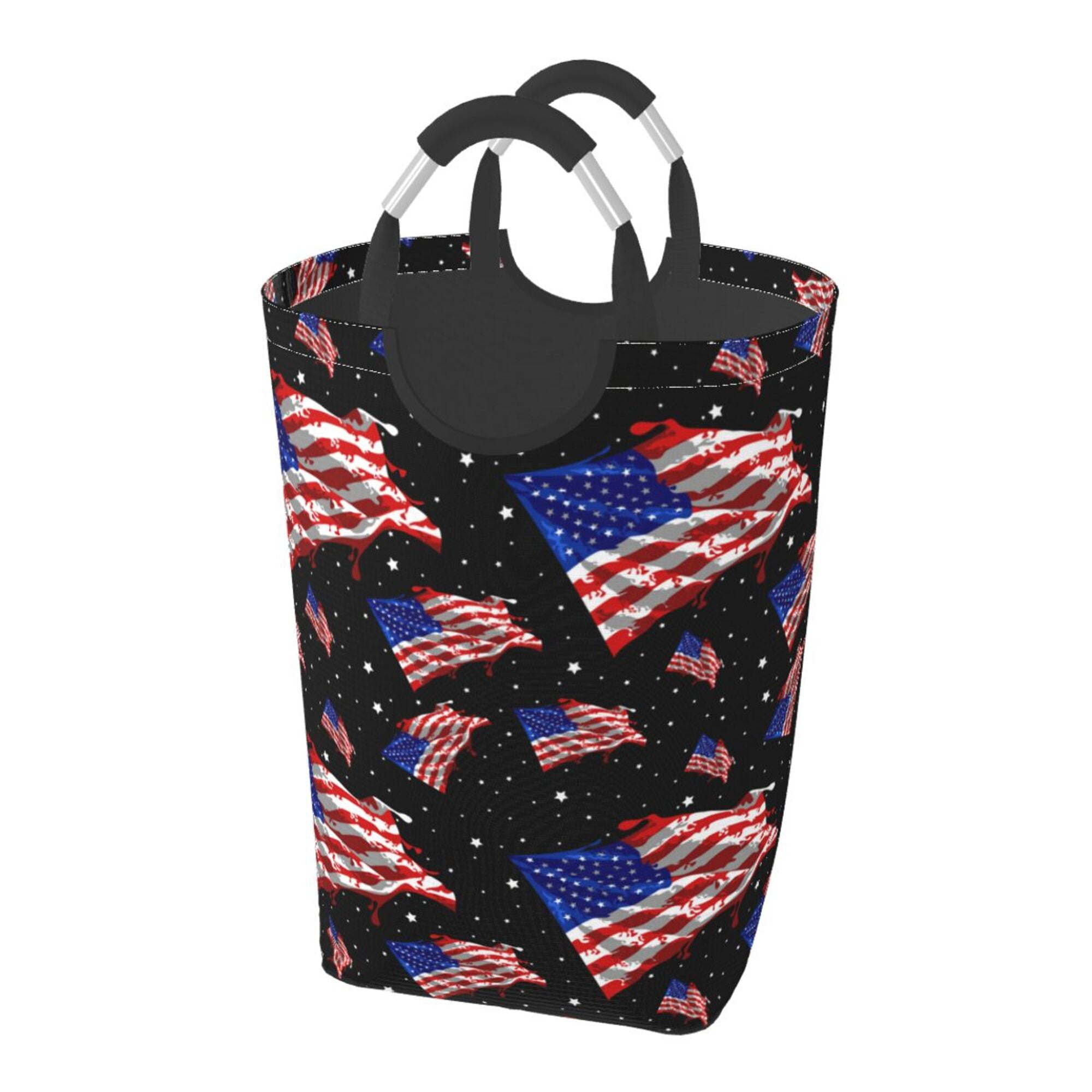 DouZhe 50L Rectangular Laundry Basket, Vintage American Patriotic Flag ...