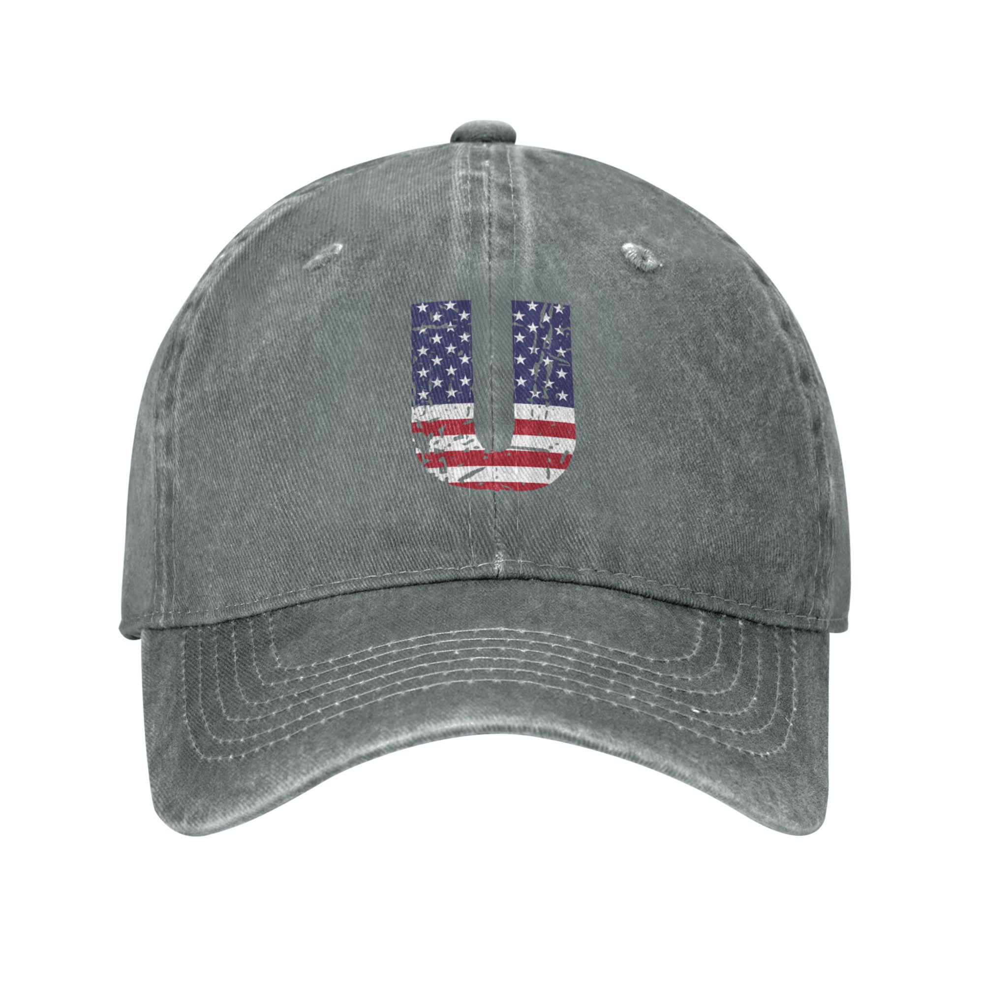 DouZhe Adjustable Washed Cotton Baseball Cap - Alphabet U America Usa ...