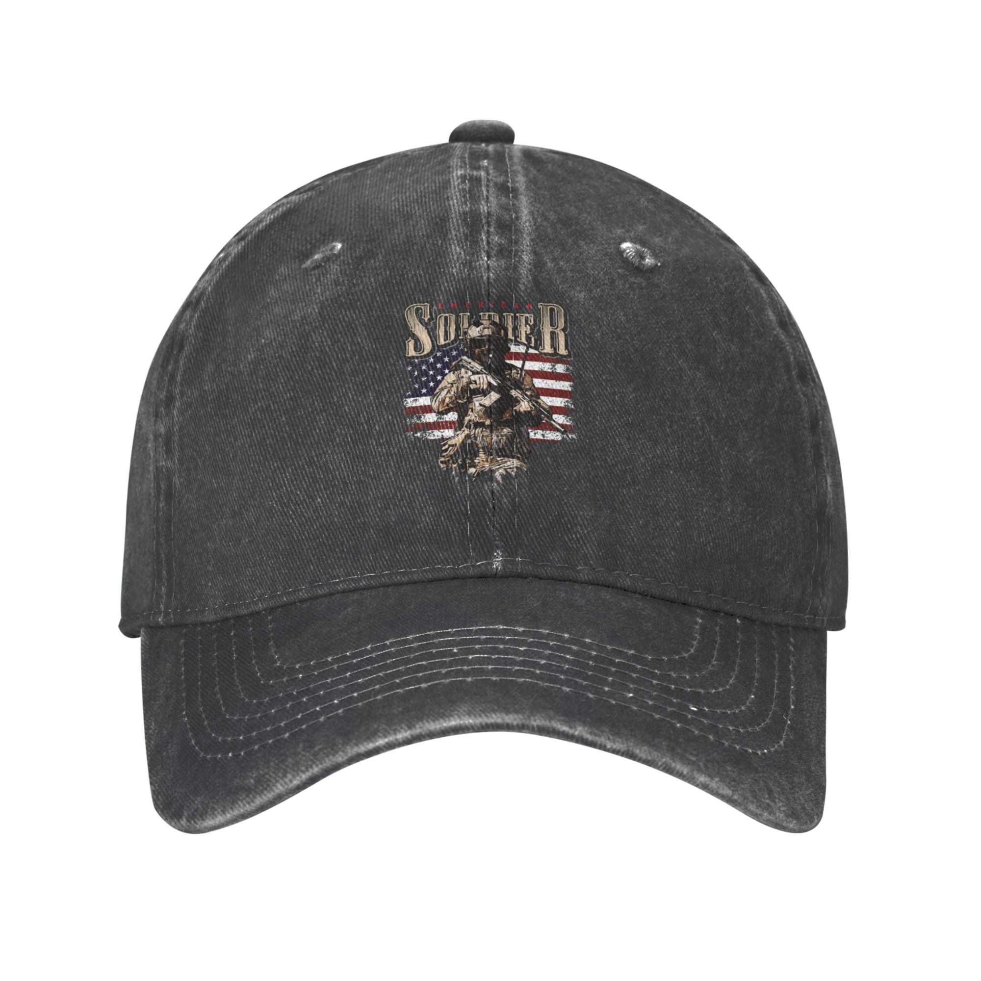 DouZhe Adjustable Washed Cotton Baseball Cap - American Soldier Flag ...