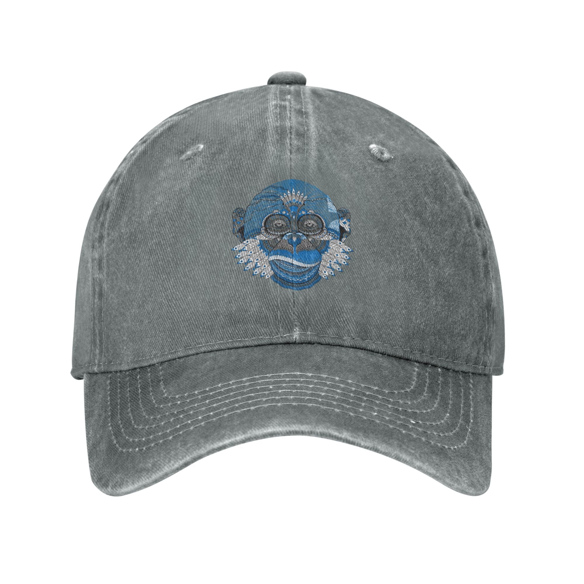 DouZhe Adjustable Washed Cotton Baseball Cap - Blue Mandala Monkey ...