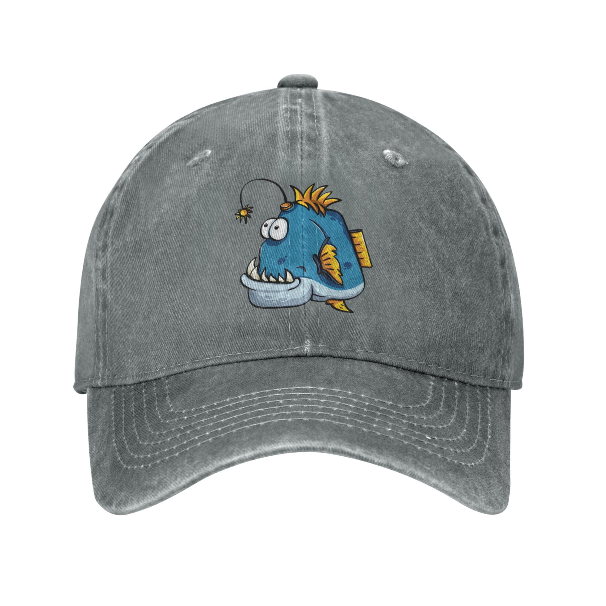 DouZhe Adjustable Washed Cotton Baseball Cap - Cartoon Fish Angler ...