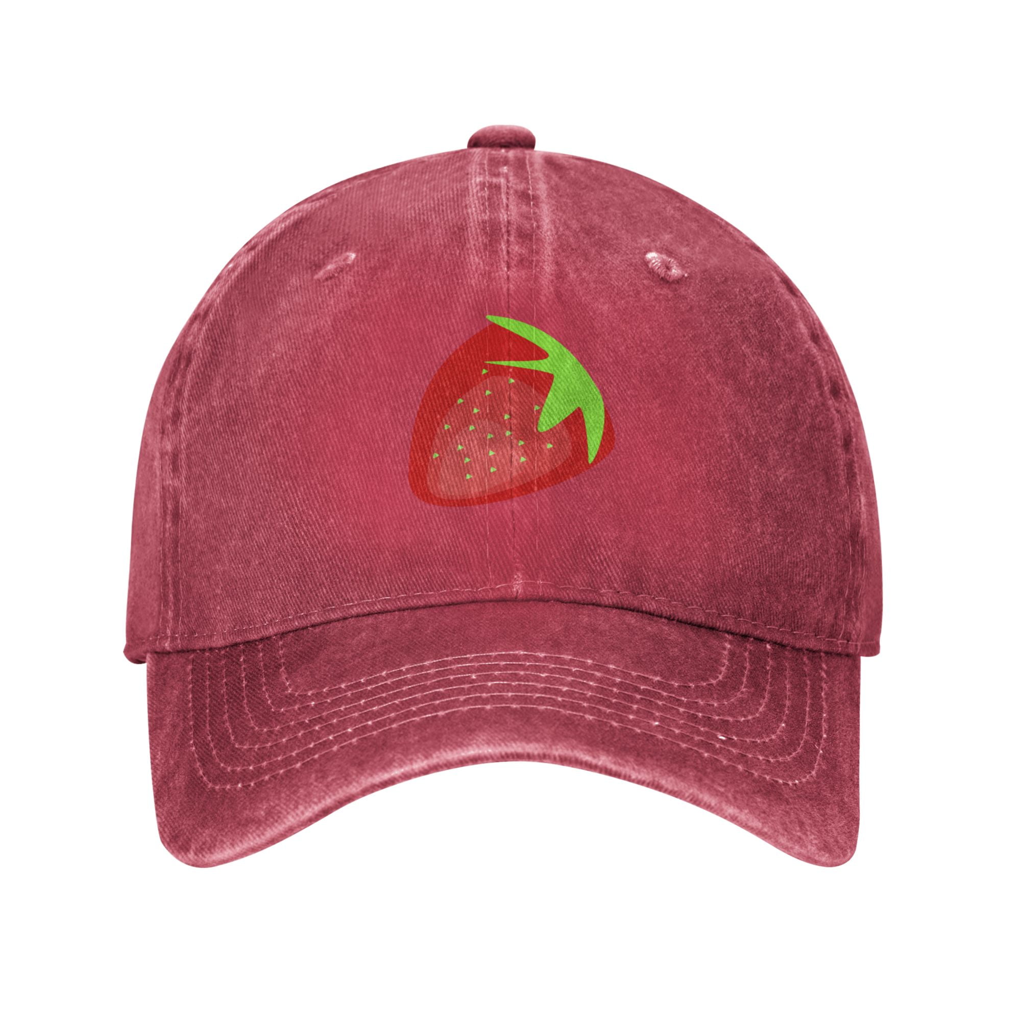DouZhe Adjustable Washed Cotton Baseball Cap - Cartoon Pink Strawberry ...