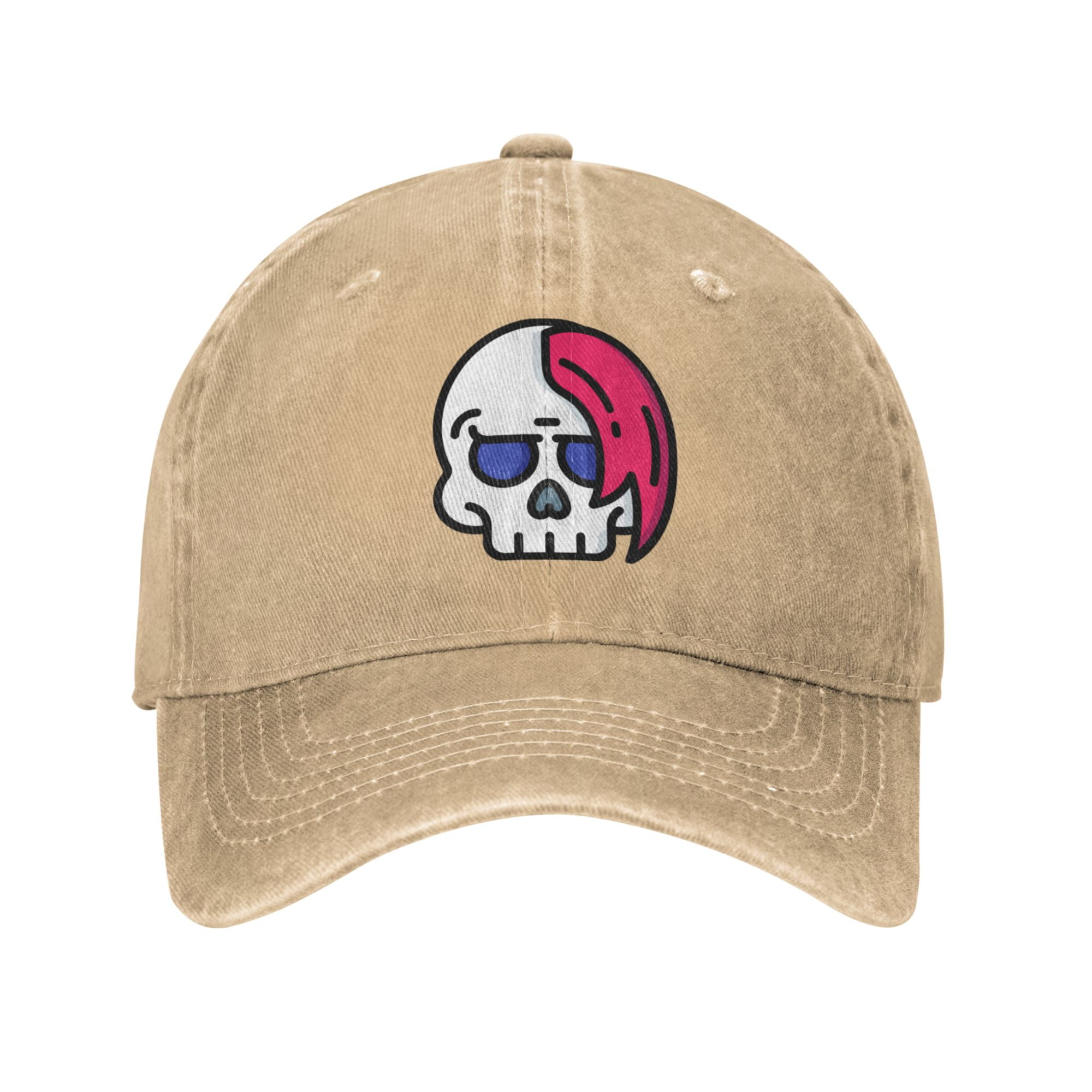 DouZhe Adjustable Washed Cotton Baseball Cap - Death Skull Bones Prints ...
