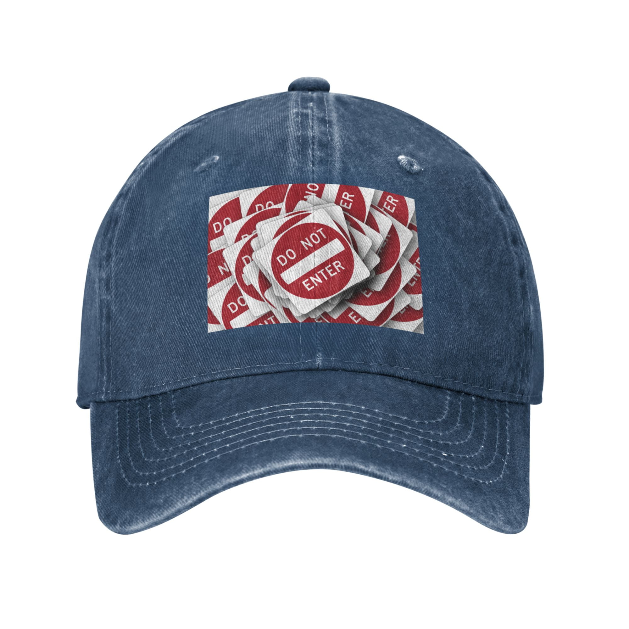 DouZhe Adjustable Washed Cotton Baseball Cap - Do Not Enter Sign Prints ...