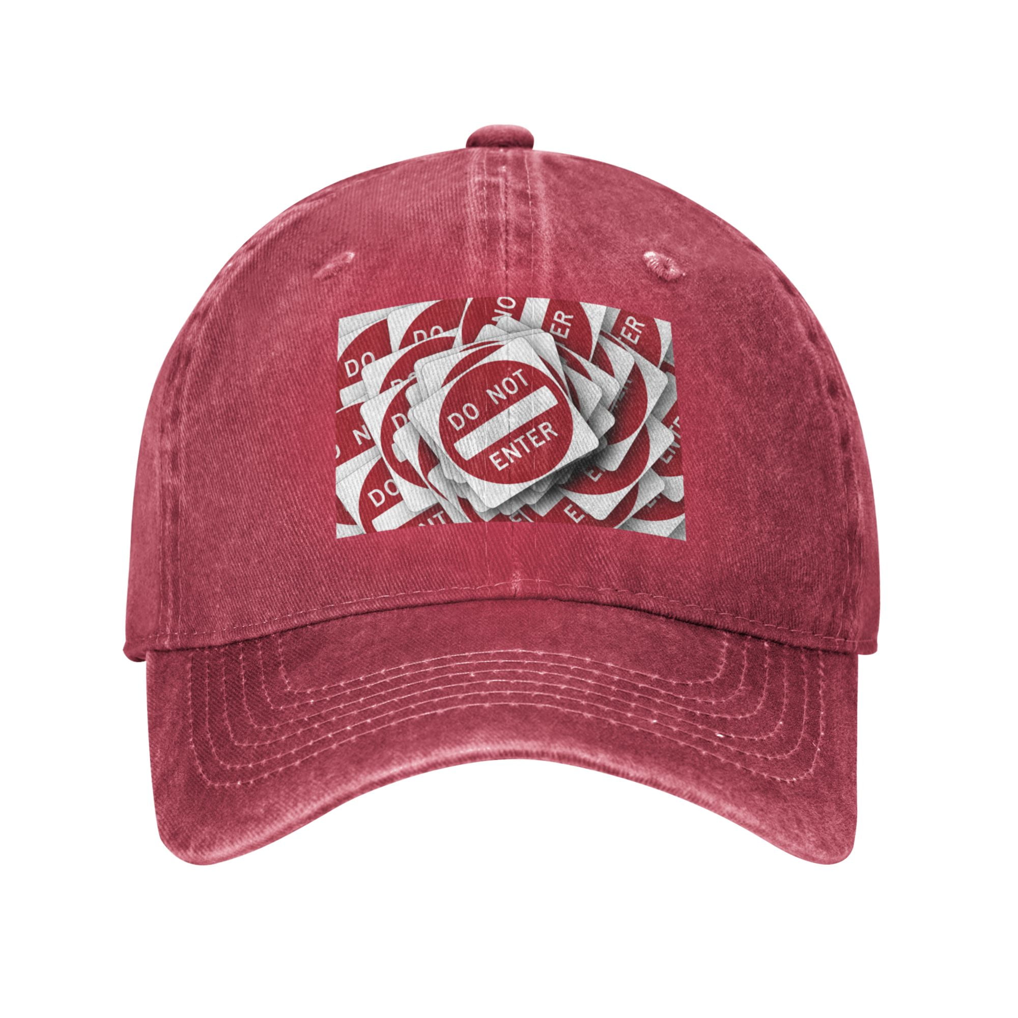 DouZhe Adjustable Washed Cotton Baseball Cap - Do Not Enter Sign Prints ...