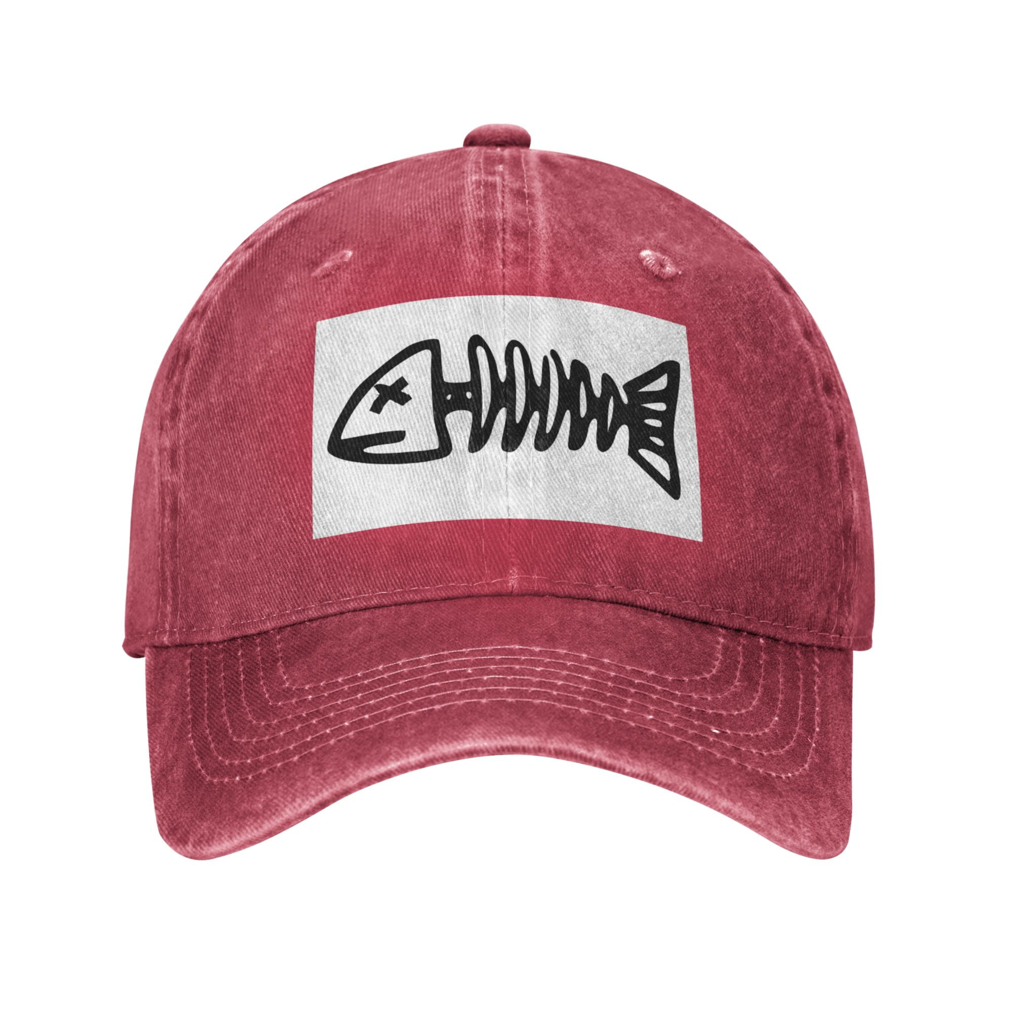 DouZhe Adjustable Washed Cotton Baseball Cap - Fish Skeleton Prints ...