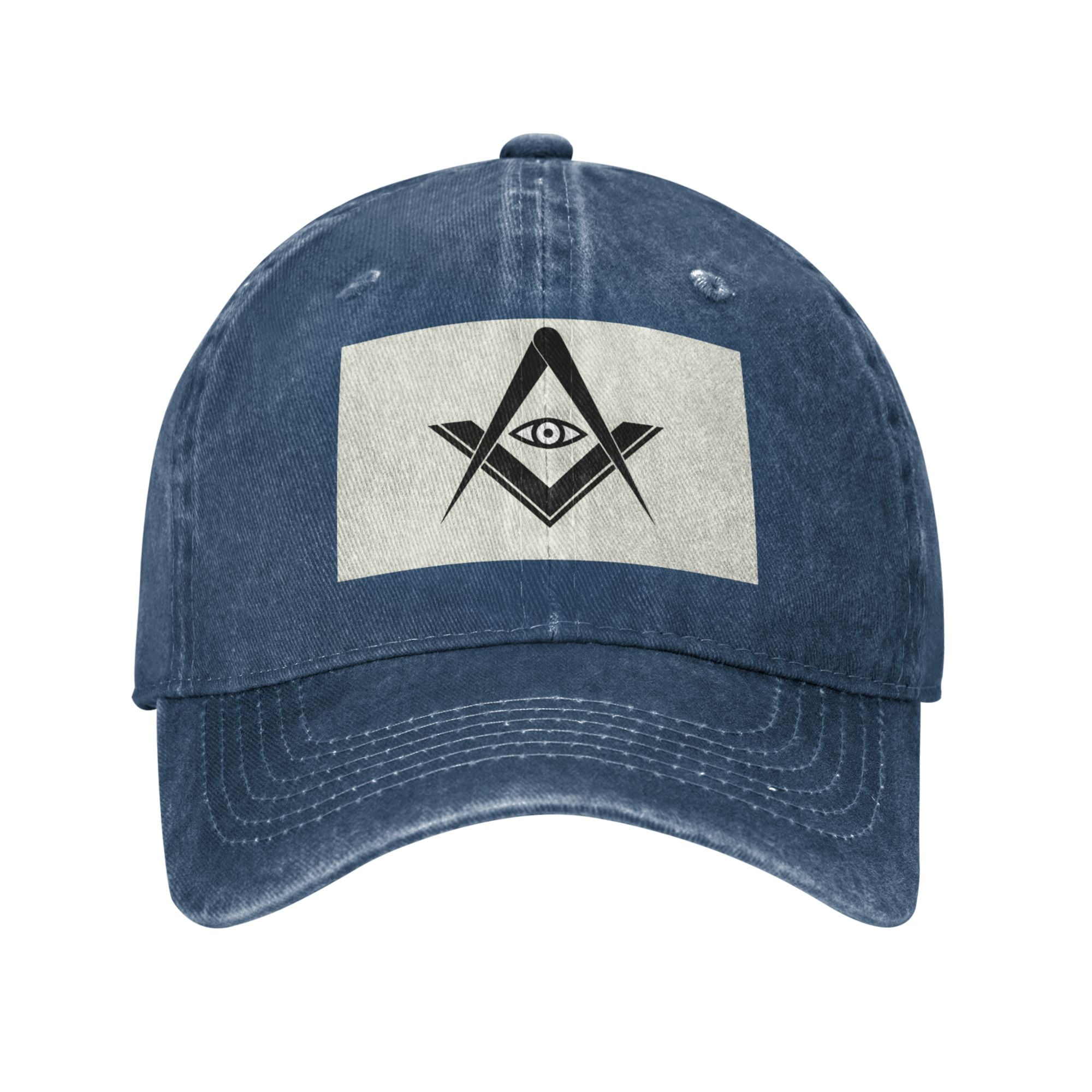 DouZhe Adjustable Washed Cotton Baseball Cap - Freemason Compass Eye ...