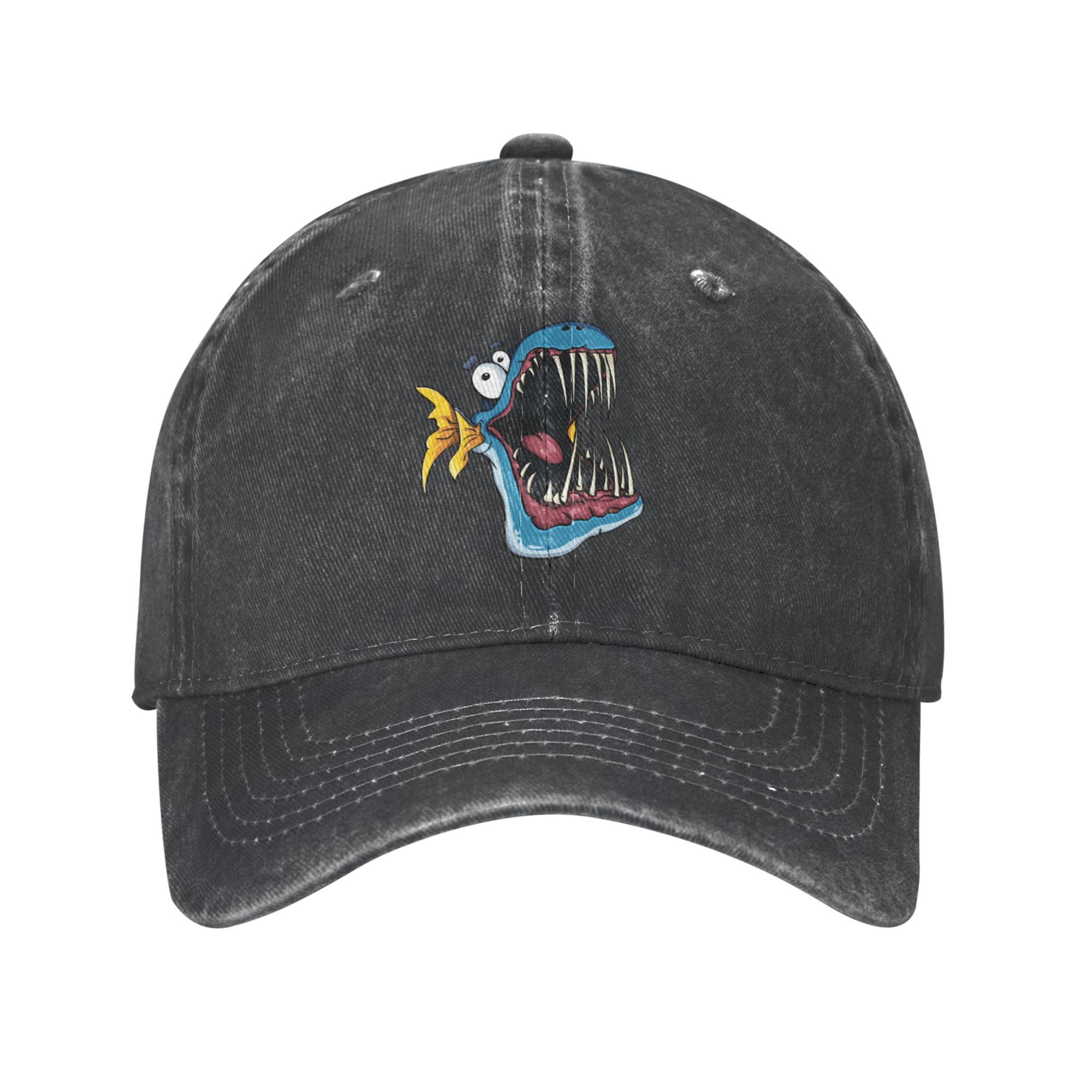 DouZhe Adjustable Washed Cotton Baseball Cap - Funny Fish Toothy Jaw ...