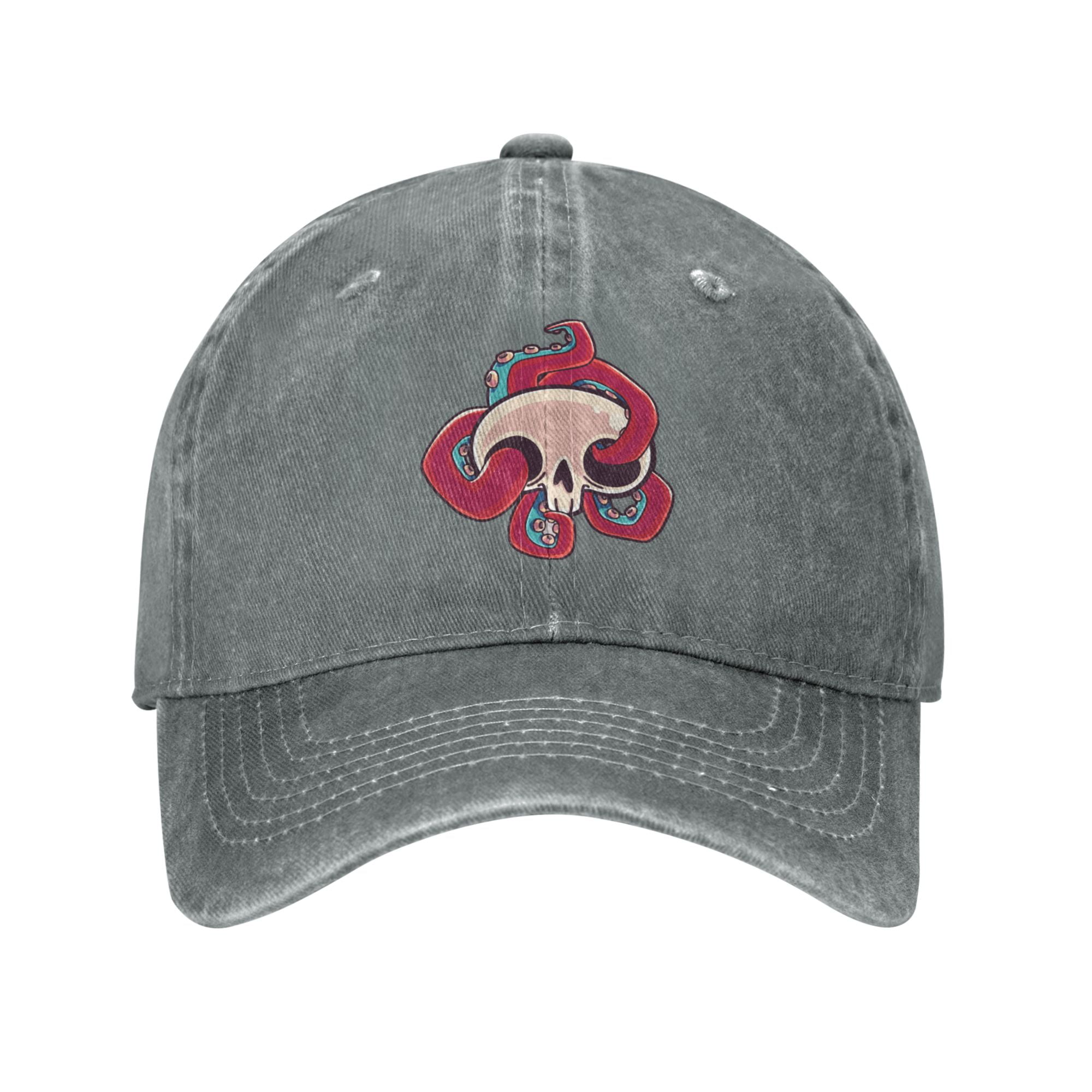 DouZhe Adjustable Washed Cotton Baseball Cap - Funny Skull Octopus ...