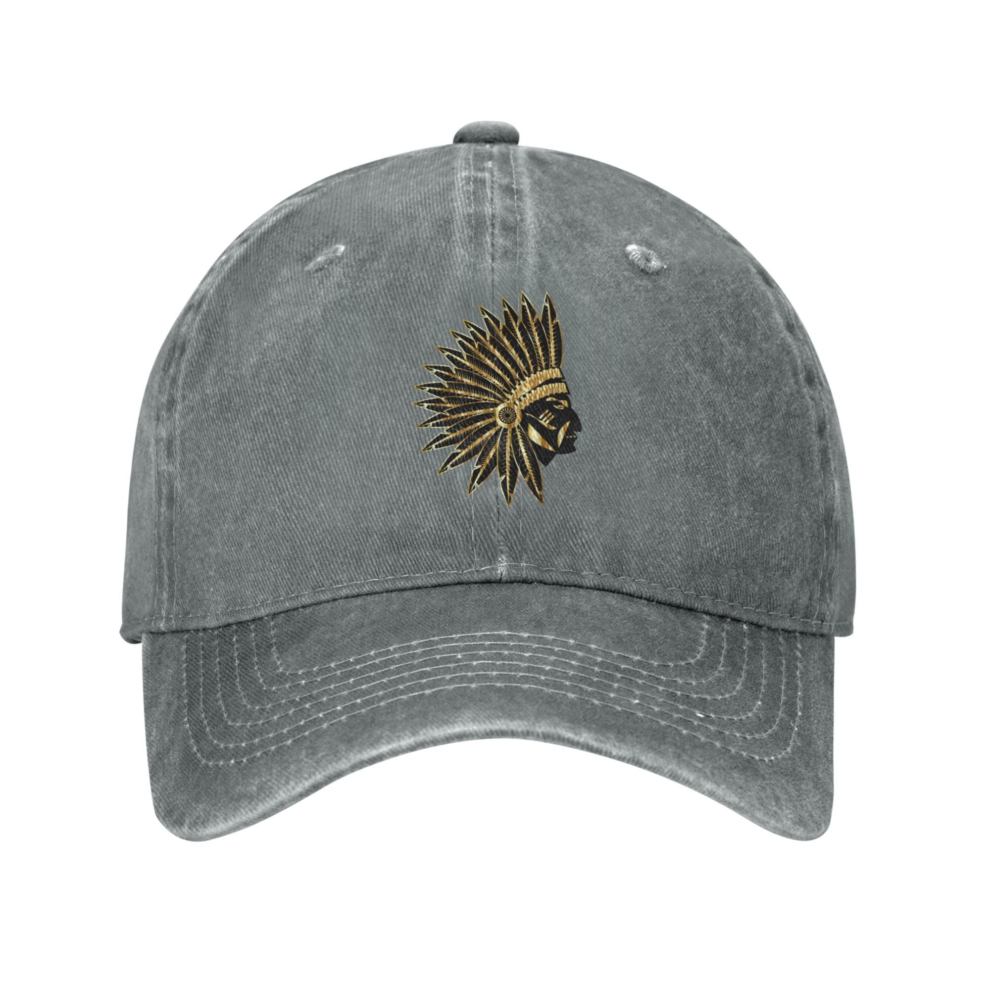 DouZhe Adjustable Washed Cotton Baseball Cap - Gold Native American ...