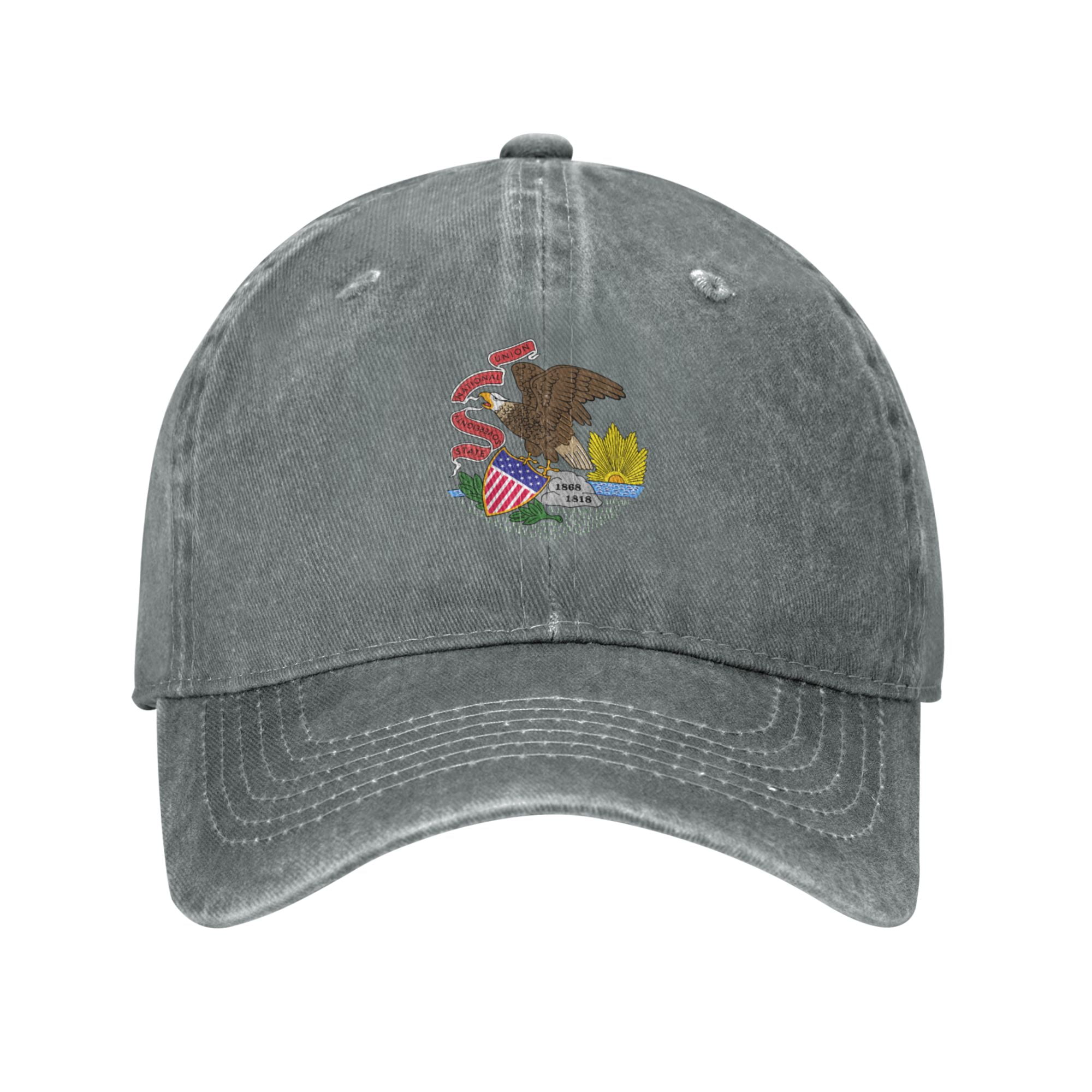 DouZhe Adjustable Washed Cotton Baseball Cap - Illinois State Seal Flag ...