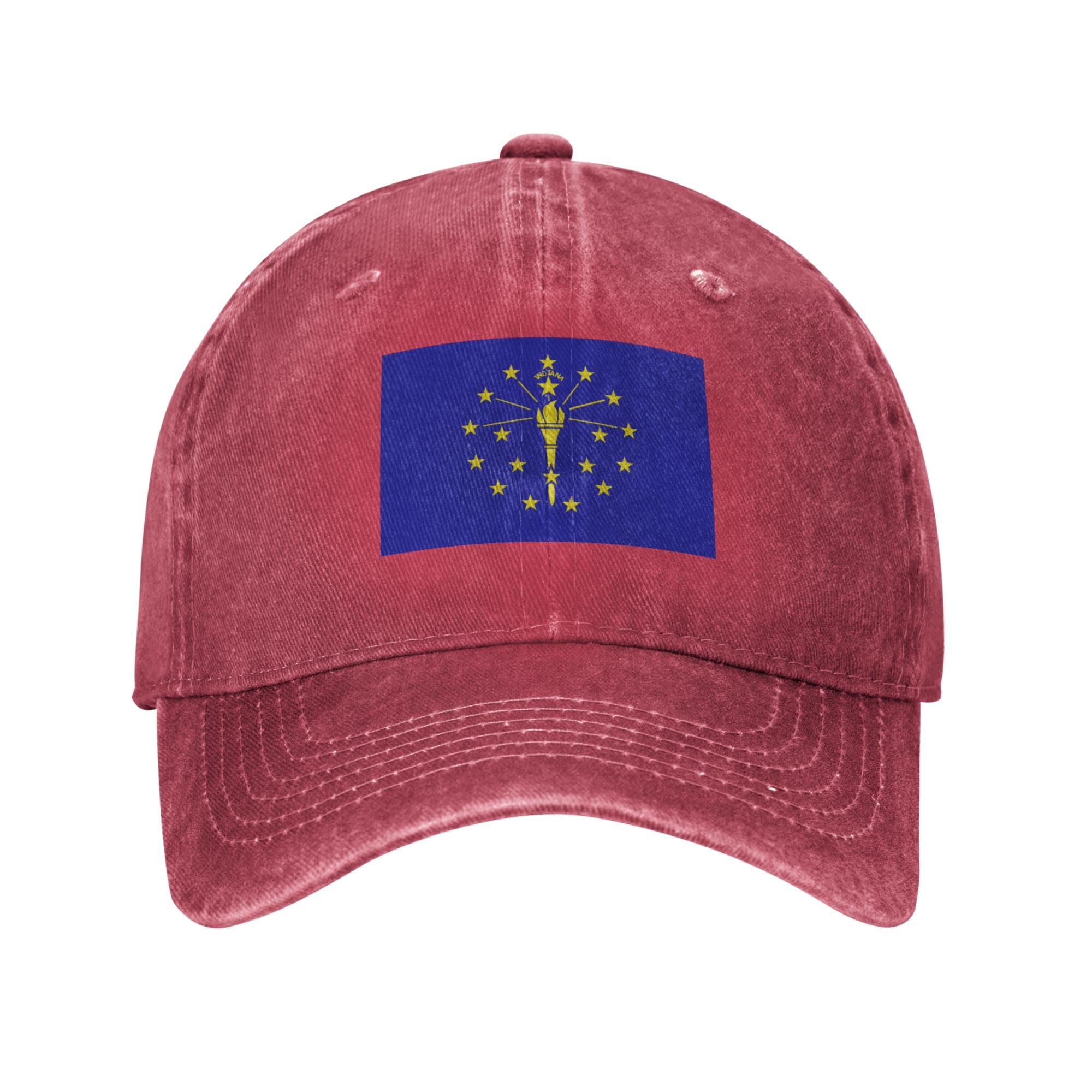 DouZhe Adjustable Washed Cotton Baseball Cap - Indiana State Flag ...