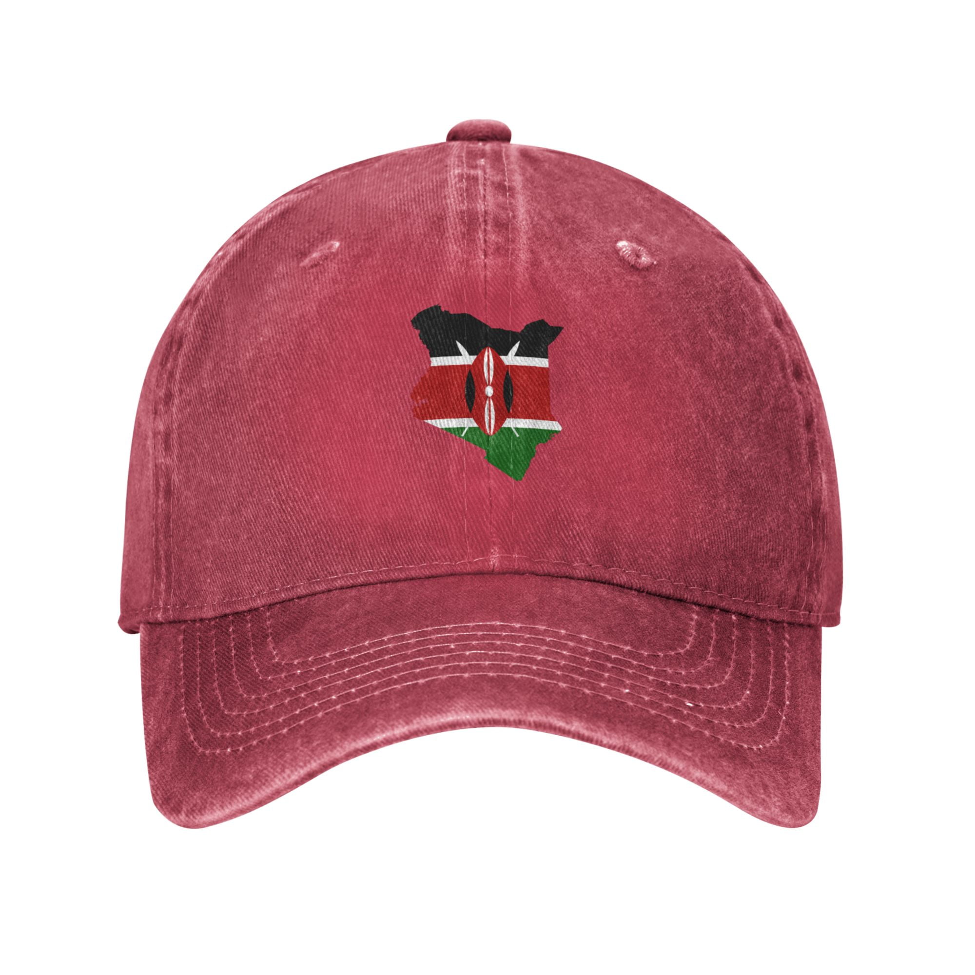 DouZhe Adjustable Washed Cotton Baseball Cap - Kenya Geography Map Flag ...